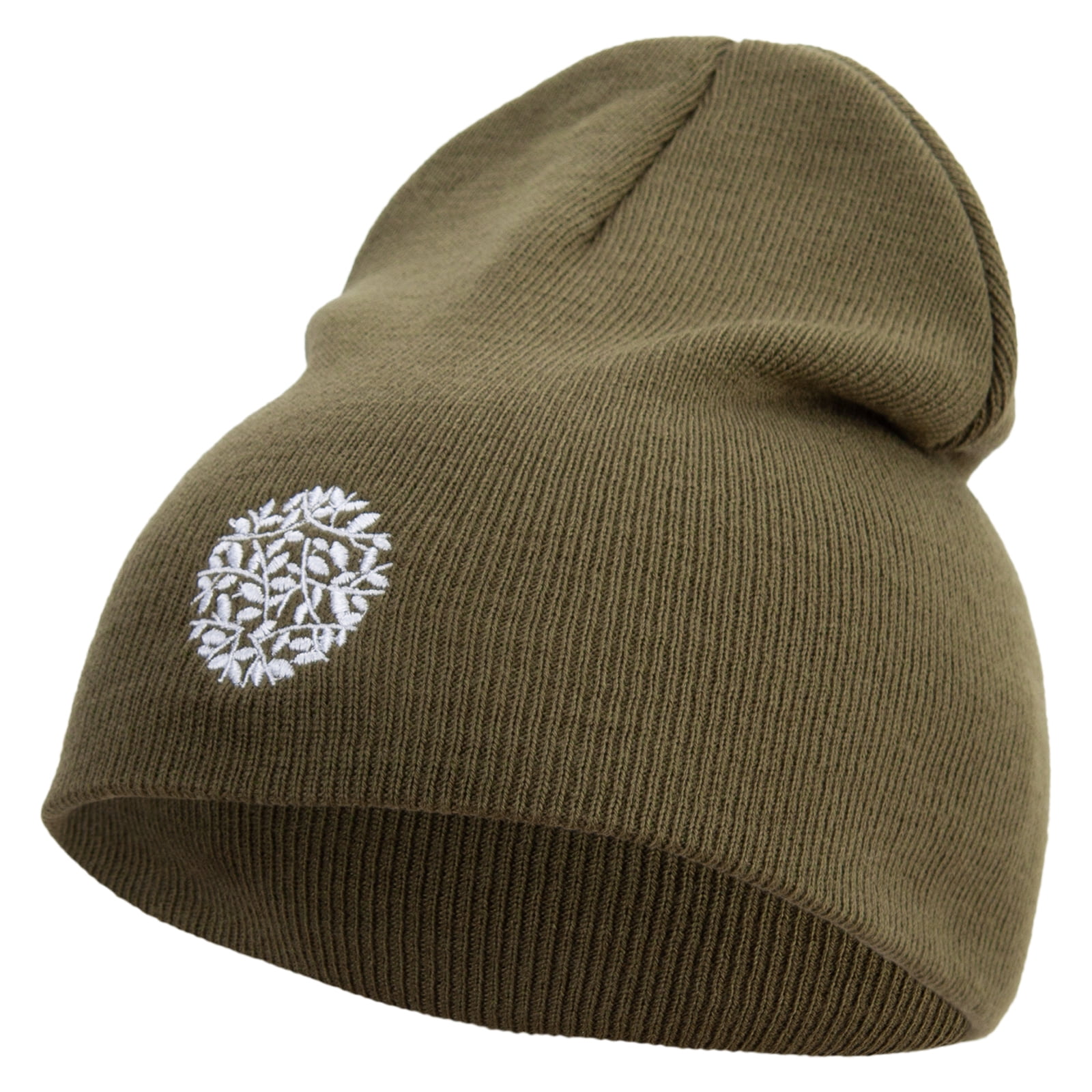 Artistic Natural Leaf Logo Embroidered 8 inch Acrylic Short beanie ...