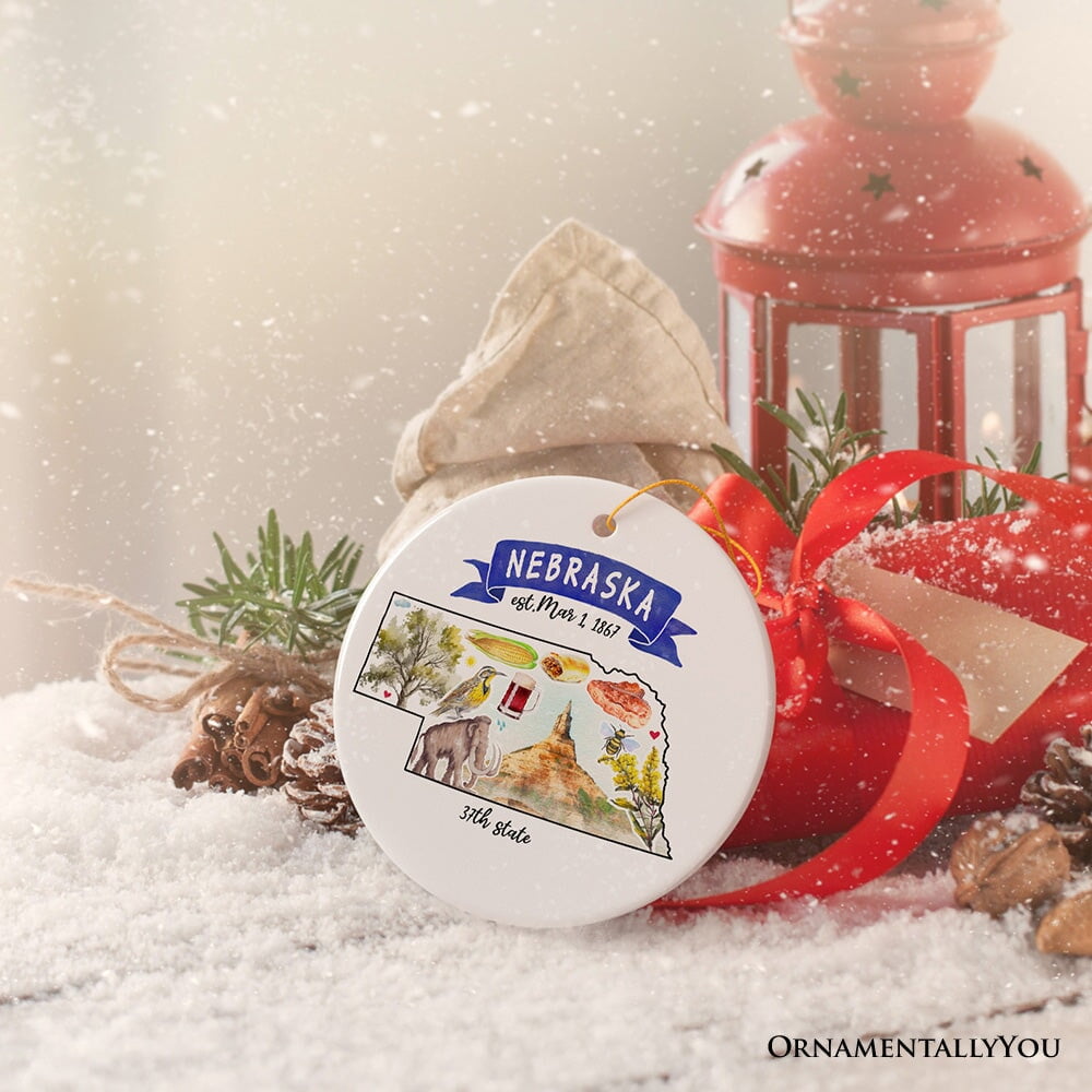 Artistic Nebraska State Themes and Landmarks Christmas Ornament ...
