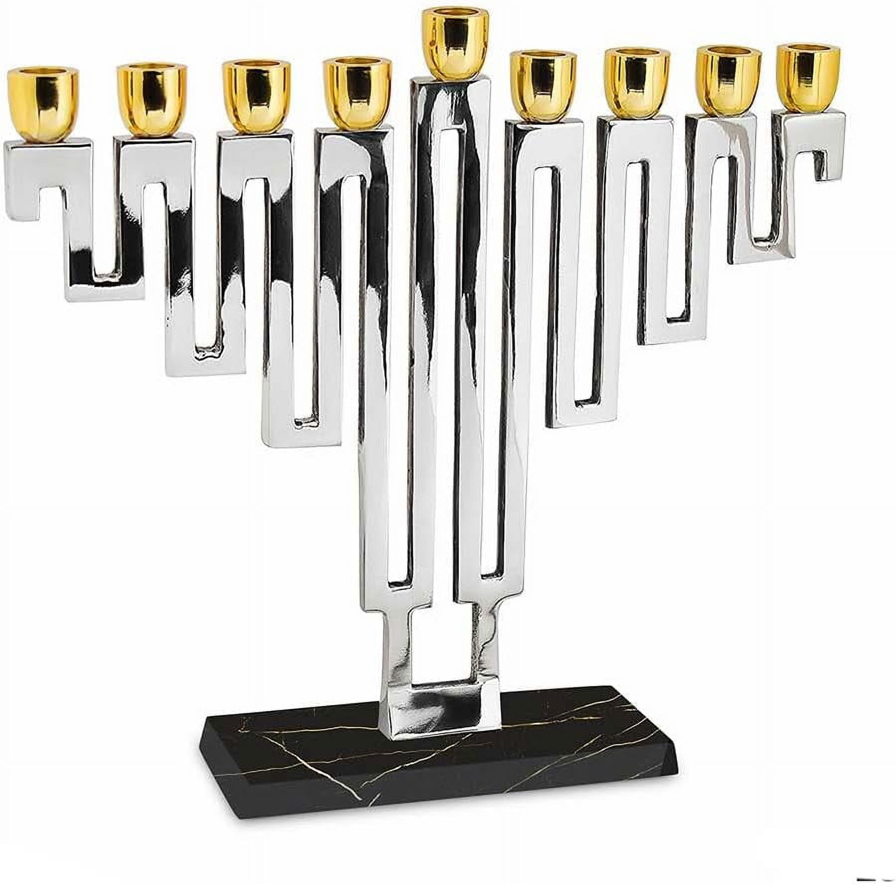 Artistic Nickel Plated Chanukah Candle Menorah Traditional Shape in a ...