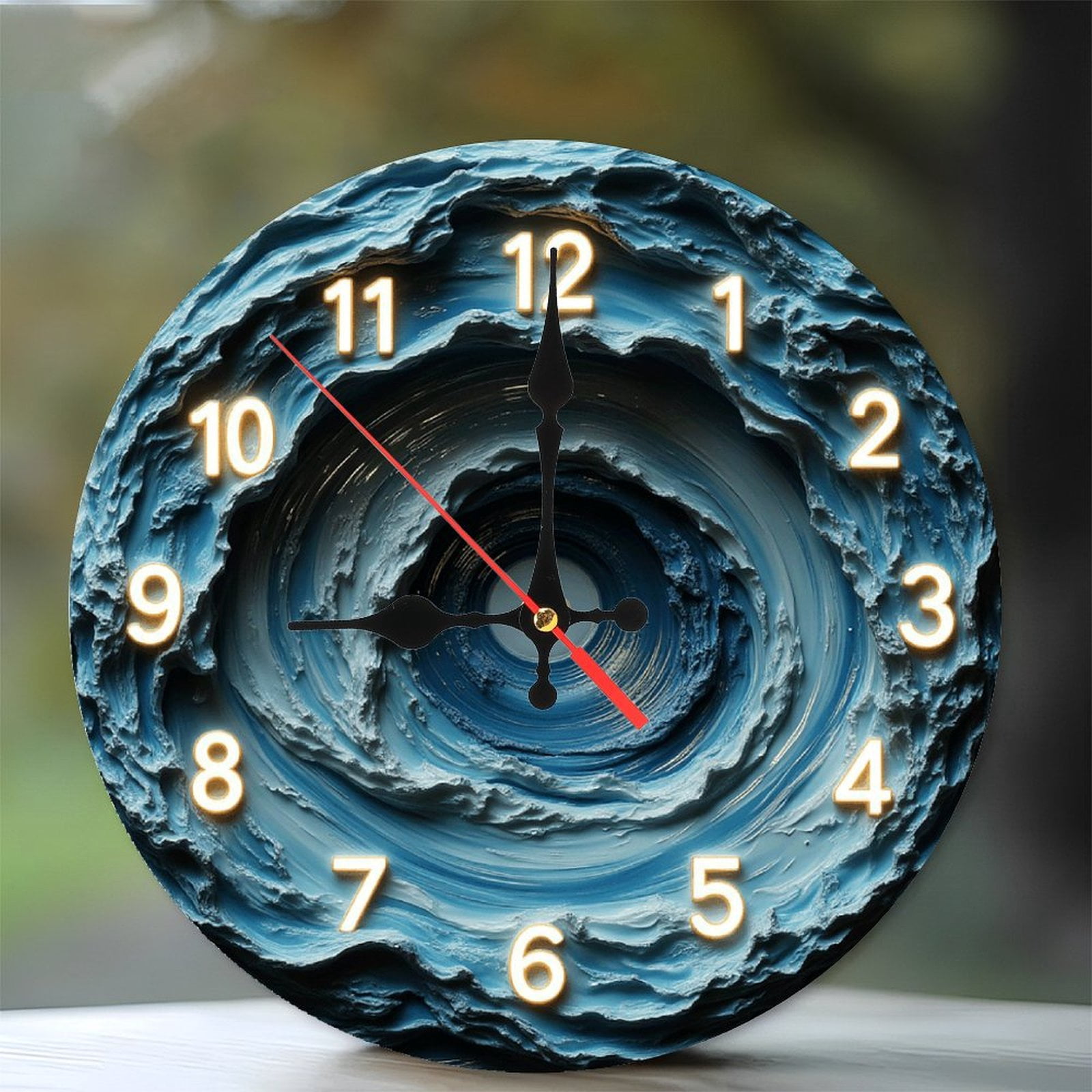 Artistic Ocean Wave Wall Clock Home Decor 10-Inch Silent Wooden Wall ...