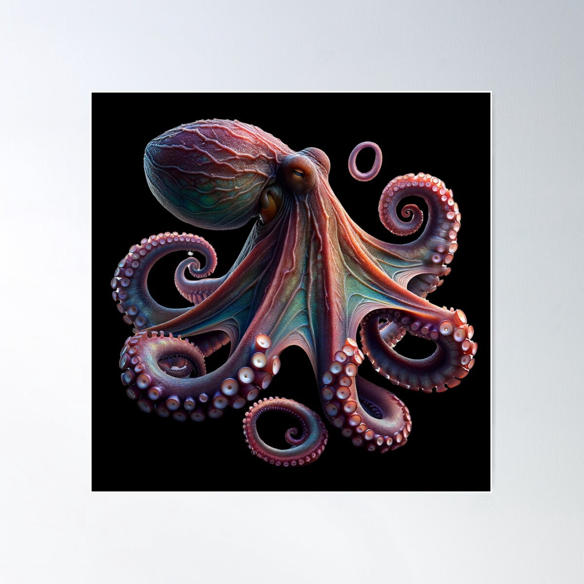 Artistic Octopus Illustration T-Shirt Poster Wall Art, Modern Wall ...