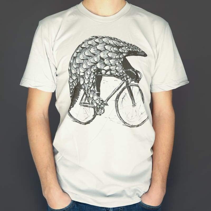 Artistic Pangolin Riding Bicycle T-Shirt - Hand Screen Printed Animal ...