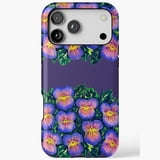 Artistic Pansy Floral Purple Blue Yellow Case iPhone 17 11 12 13 14 15 ...