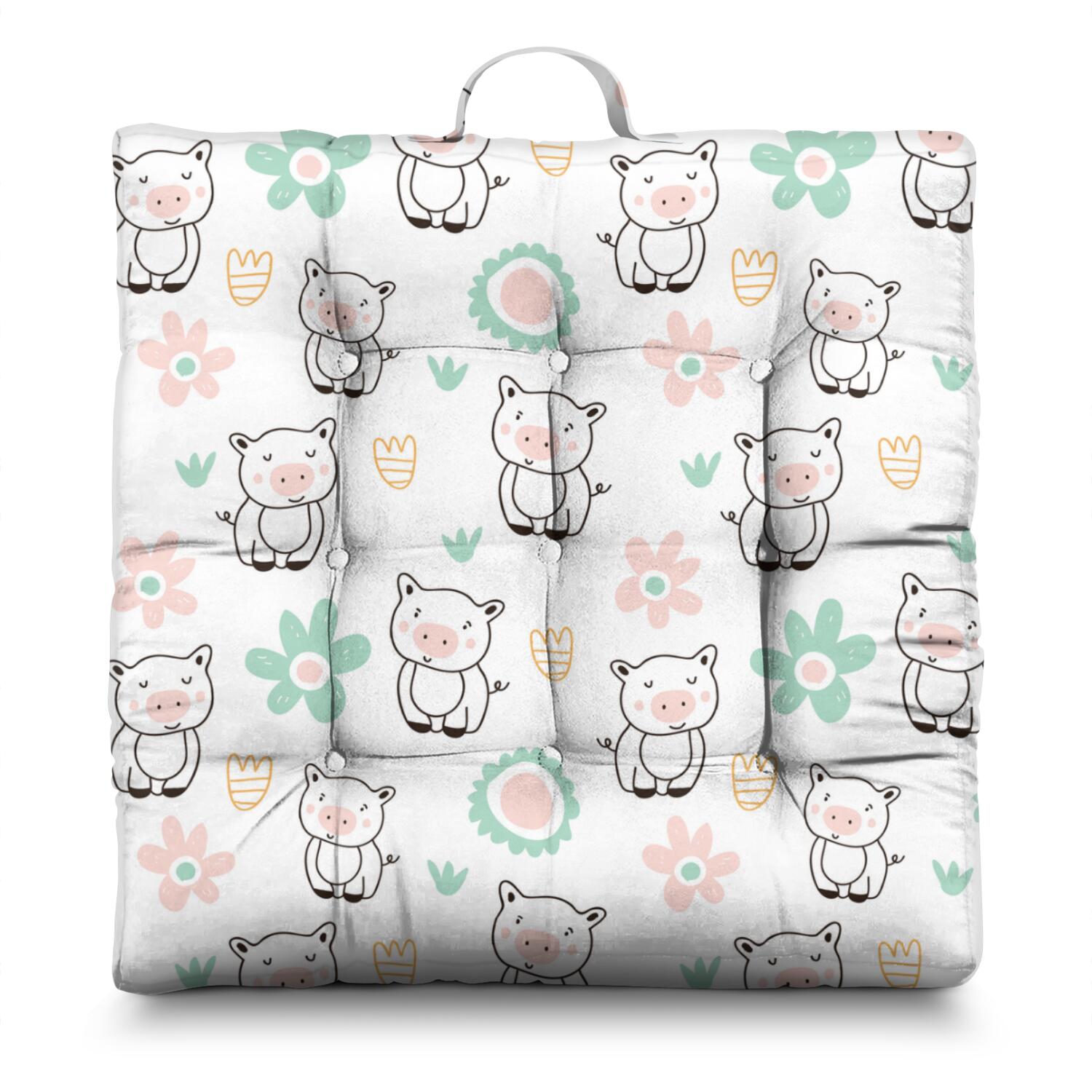 Artistic Pig Illustration Zabuton - Large Square Floor Cushion ...