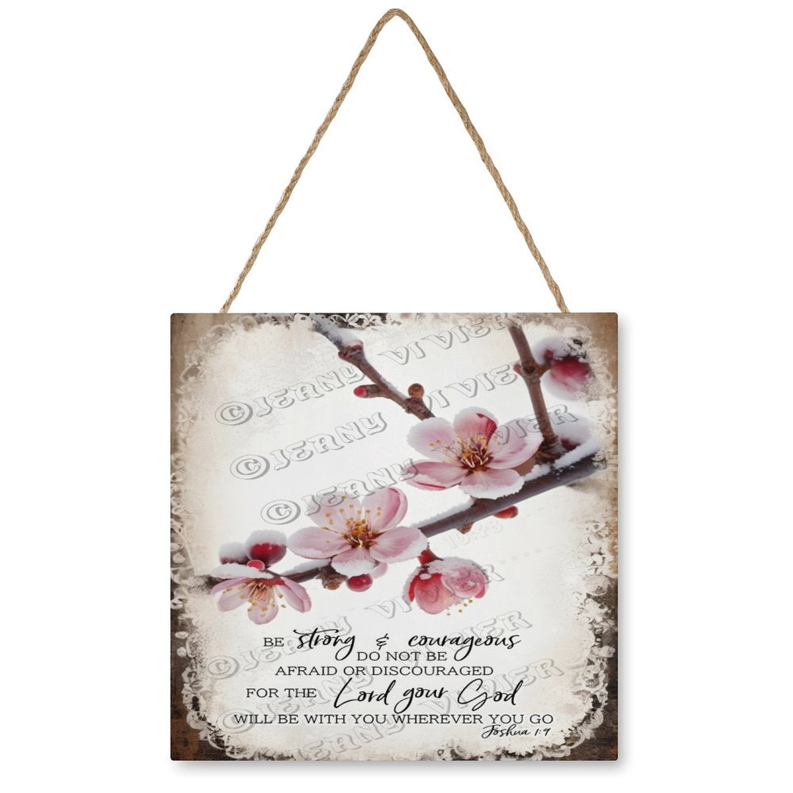 Artistic Plum Blossom Wooden Hanging Sign with Inspirational Message ...