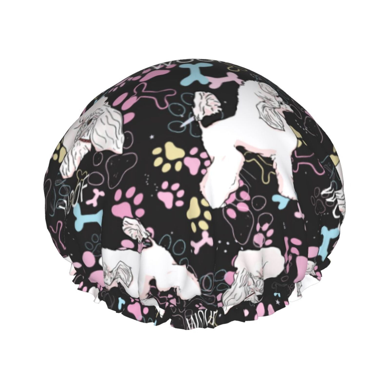 Artistic Poodle Dog Multicolor Shower Cap, Reusable Bath Hair Hat for ...