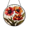 Artistic Poppy Flower Window Hanging – Decorative Stained Glass Style ...