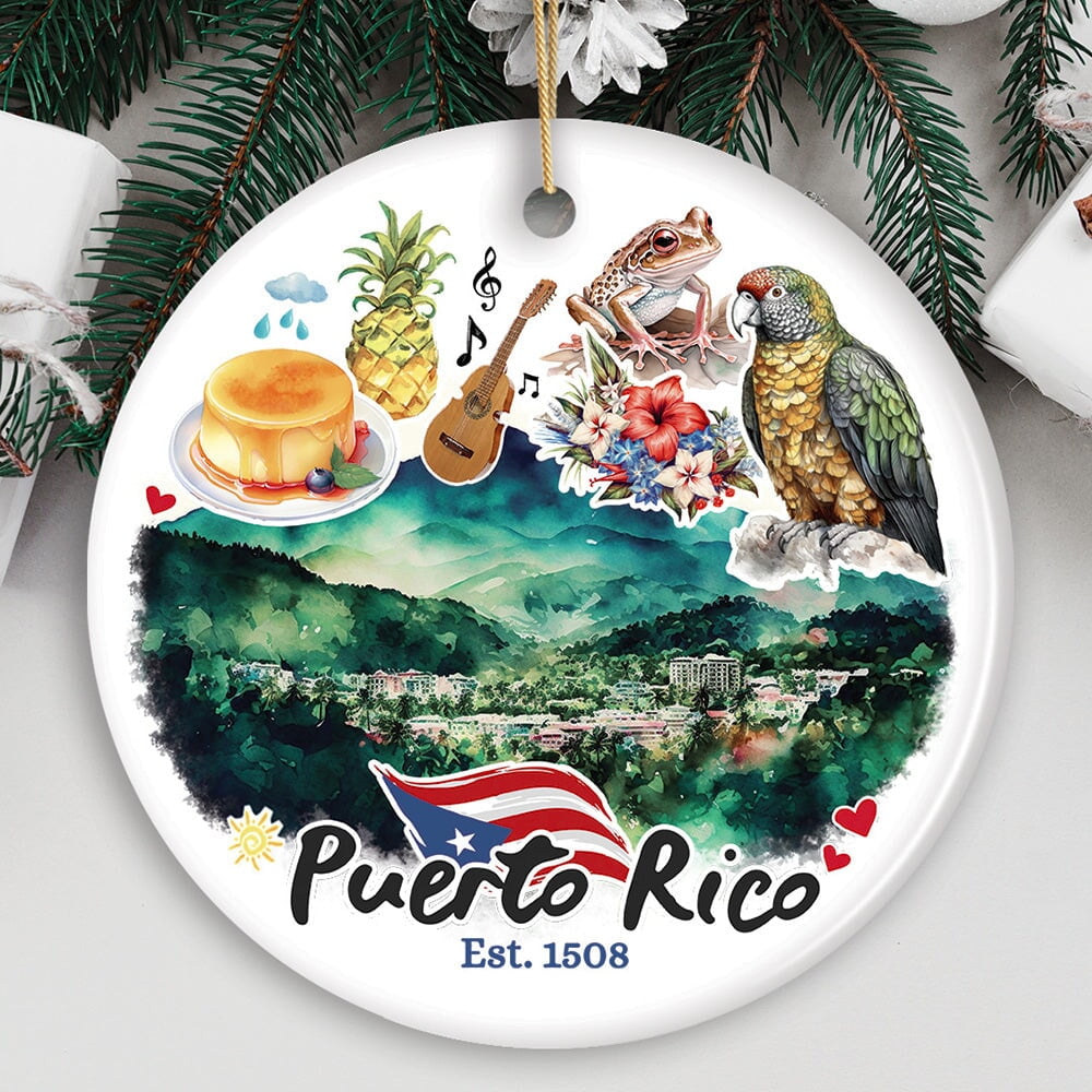 Artistic Puerto Rico Tropical Scenery Ornament, Caribbean Paradise ...