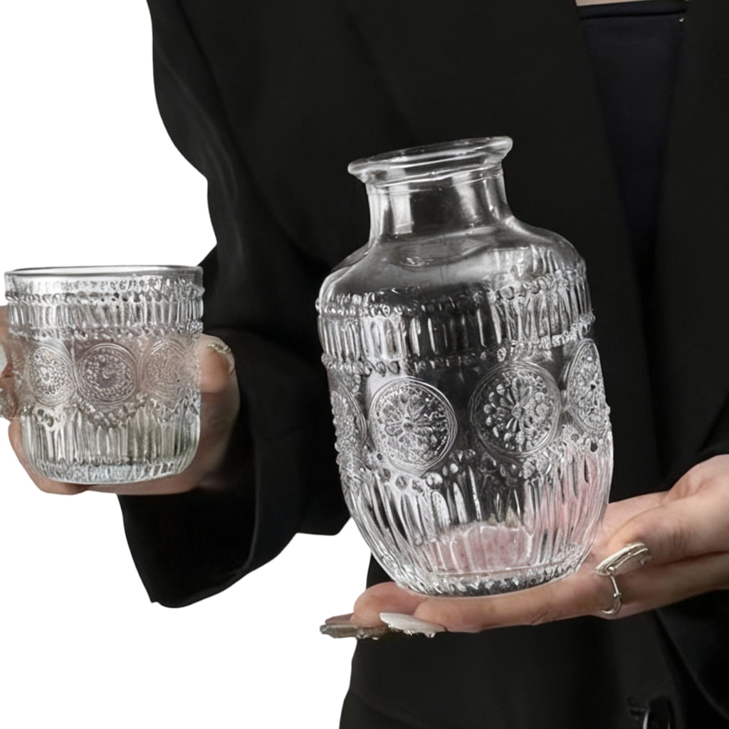 Artistic Relief Glass Tumblers Set With Comfortable Grip Dinner Drink ...