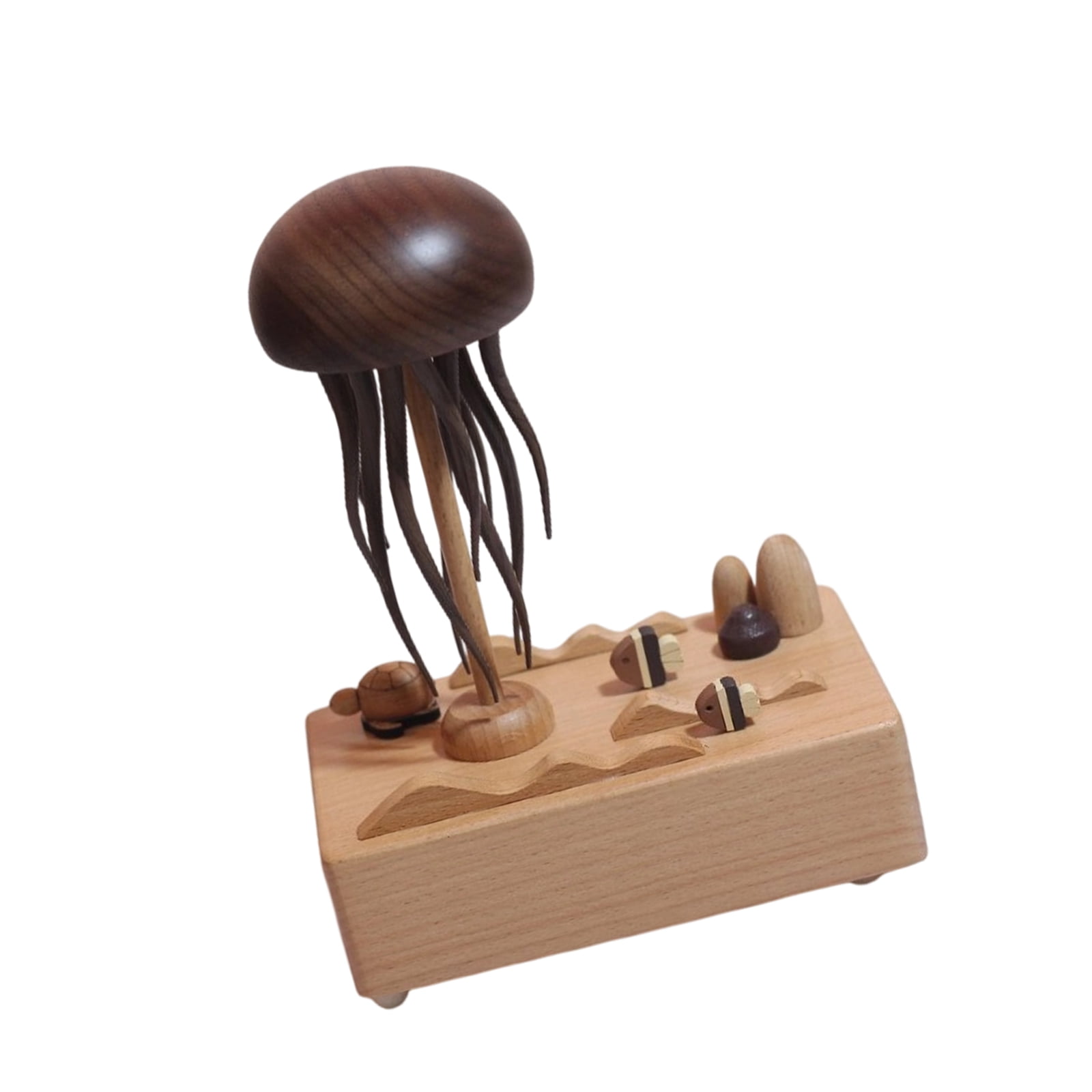 Artistic Rotating Jellyfish Wooden Music Box Rechargeable Plays 32 ...