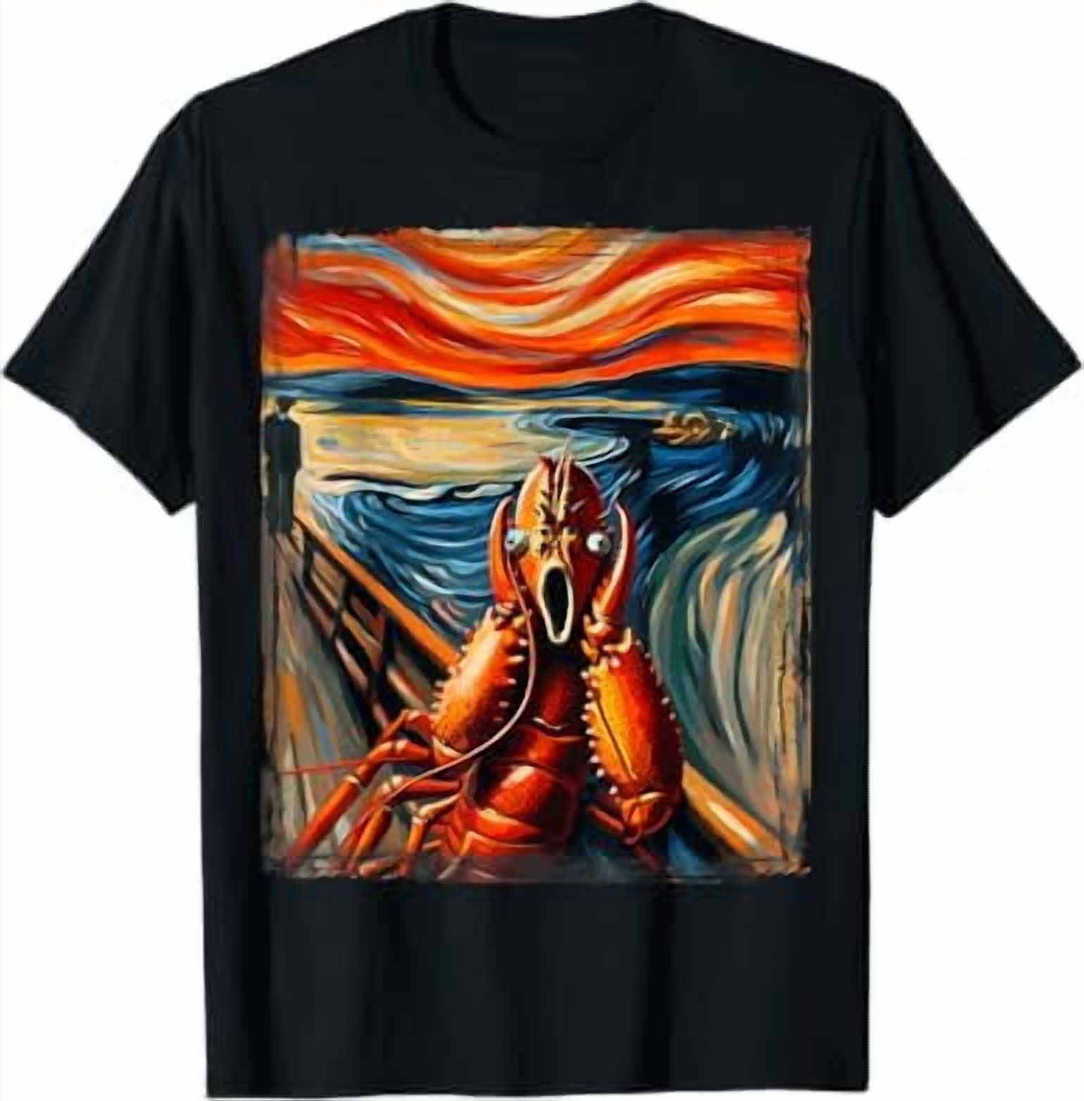 Artistic Scream Style Lobster Illustration For Seafood Lovers Unisex T ...
