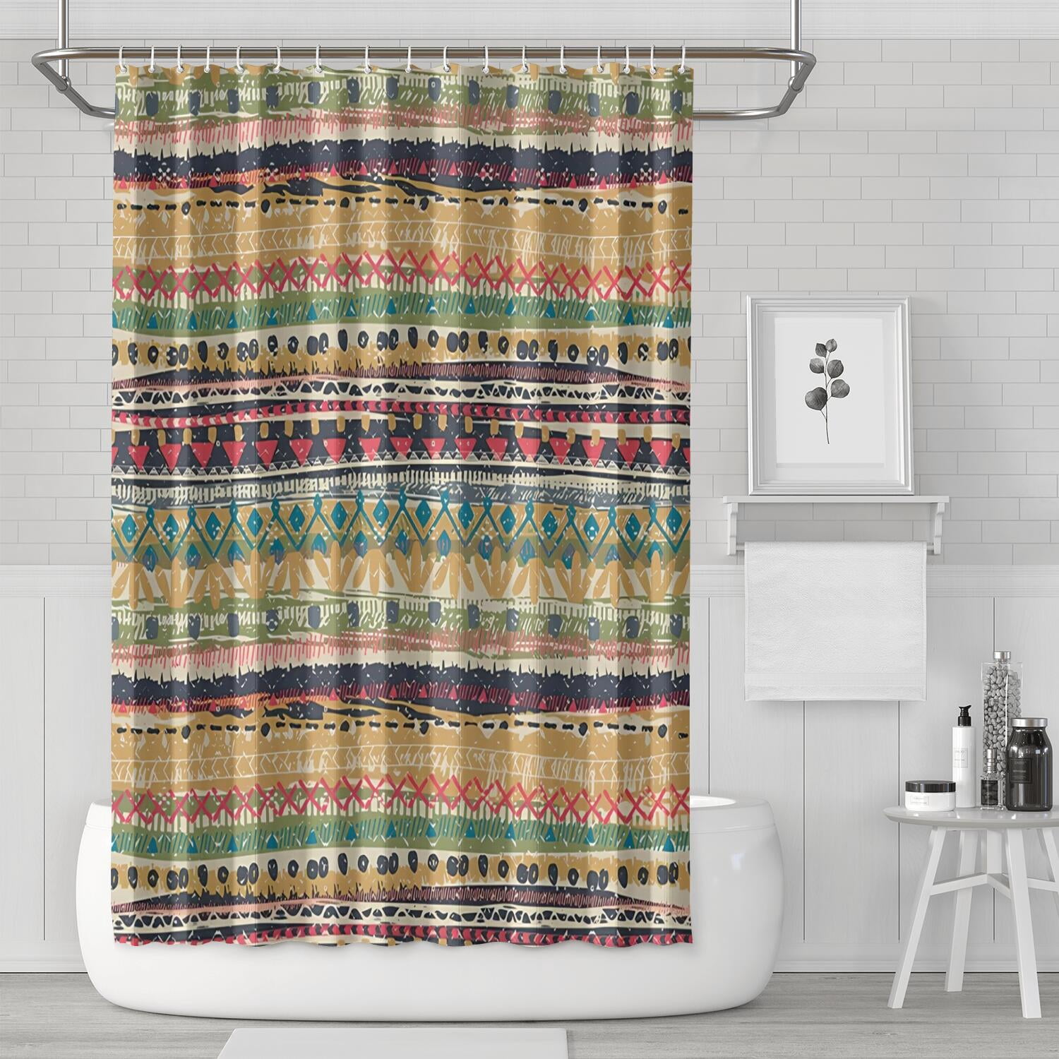 Artistic Shower Curtain, Natural Floral Aesthetic Waterproof Bath ...
