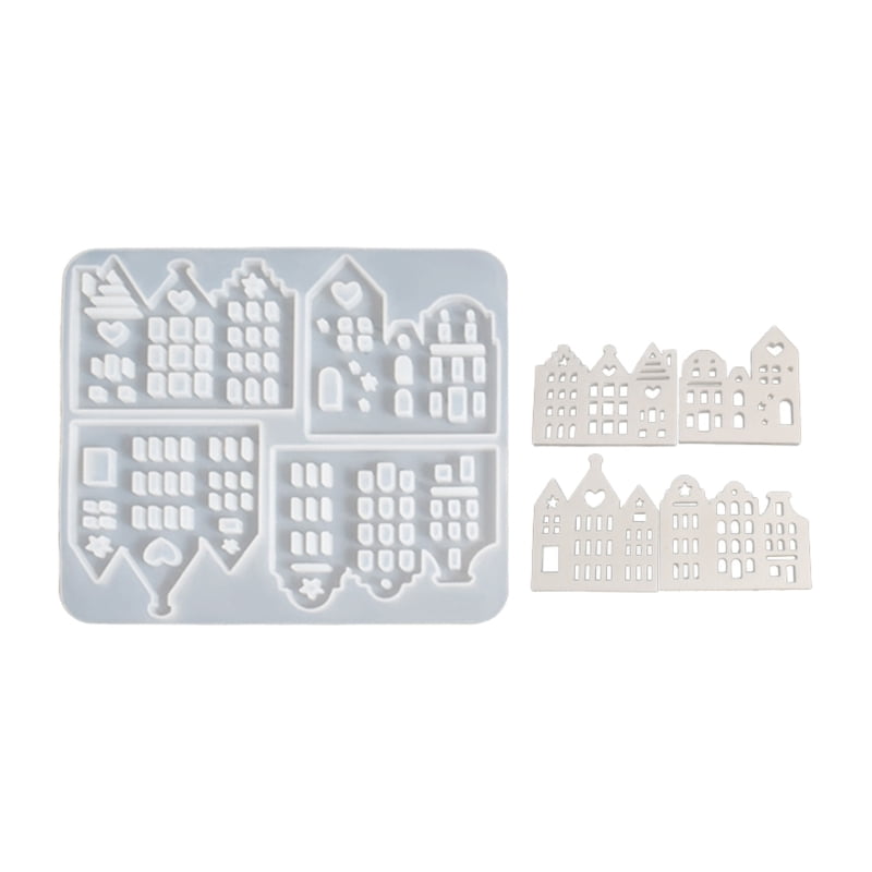 Artistic Silicone Mold House Shape Figurine Molds Candle Holder Molds ...