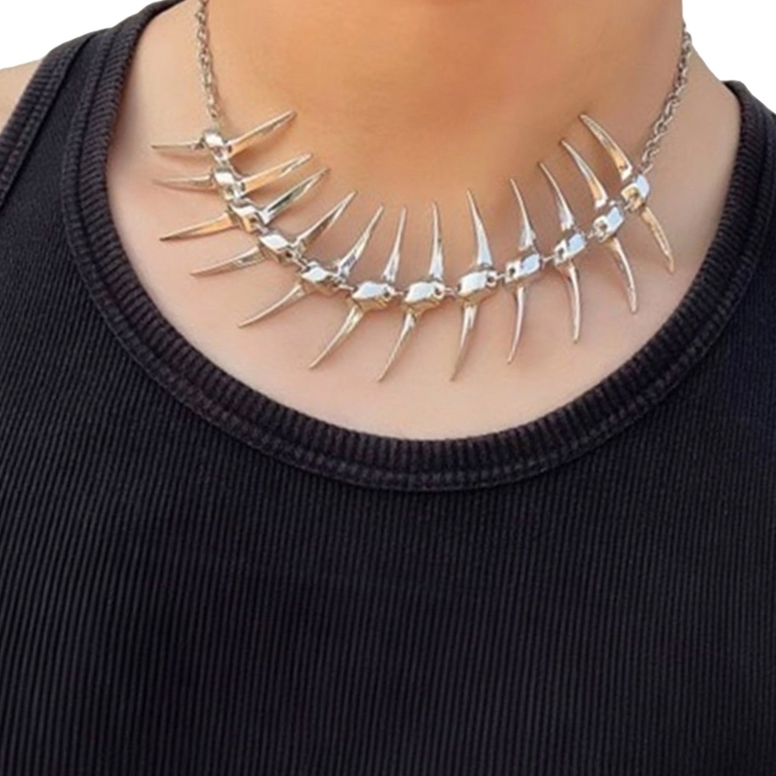 Artistic Silver Fishbone Chokers Ergonomic Neck Chain Gothic Jewelry ...