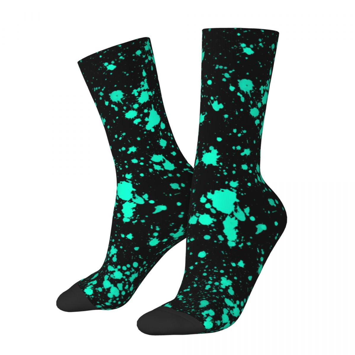 Artistic Splash Stockings Black Mint Paint Pattern Gothic Socks Winter ...