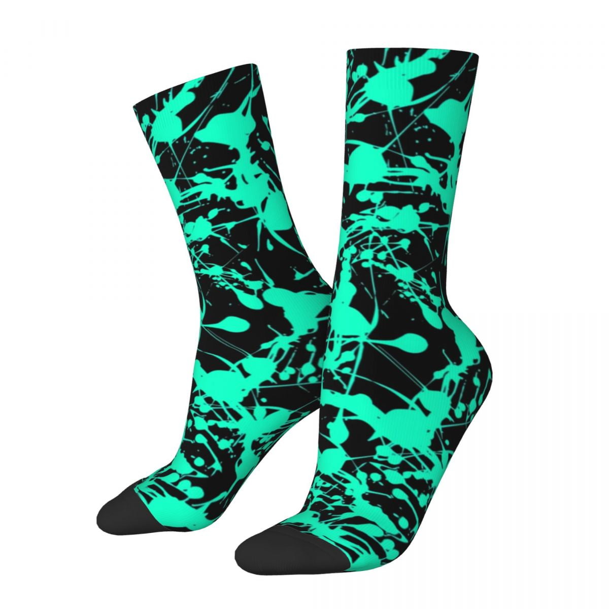 Artistic Splash Stockings Black Mint Paint Pattern Gothic Socks Winter ...