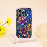 Artistic Stained Glass Floral Mosaic Phone Case for iPhone 11 12 13 14 ...