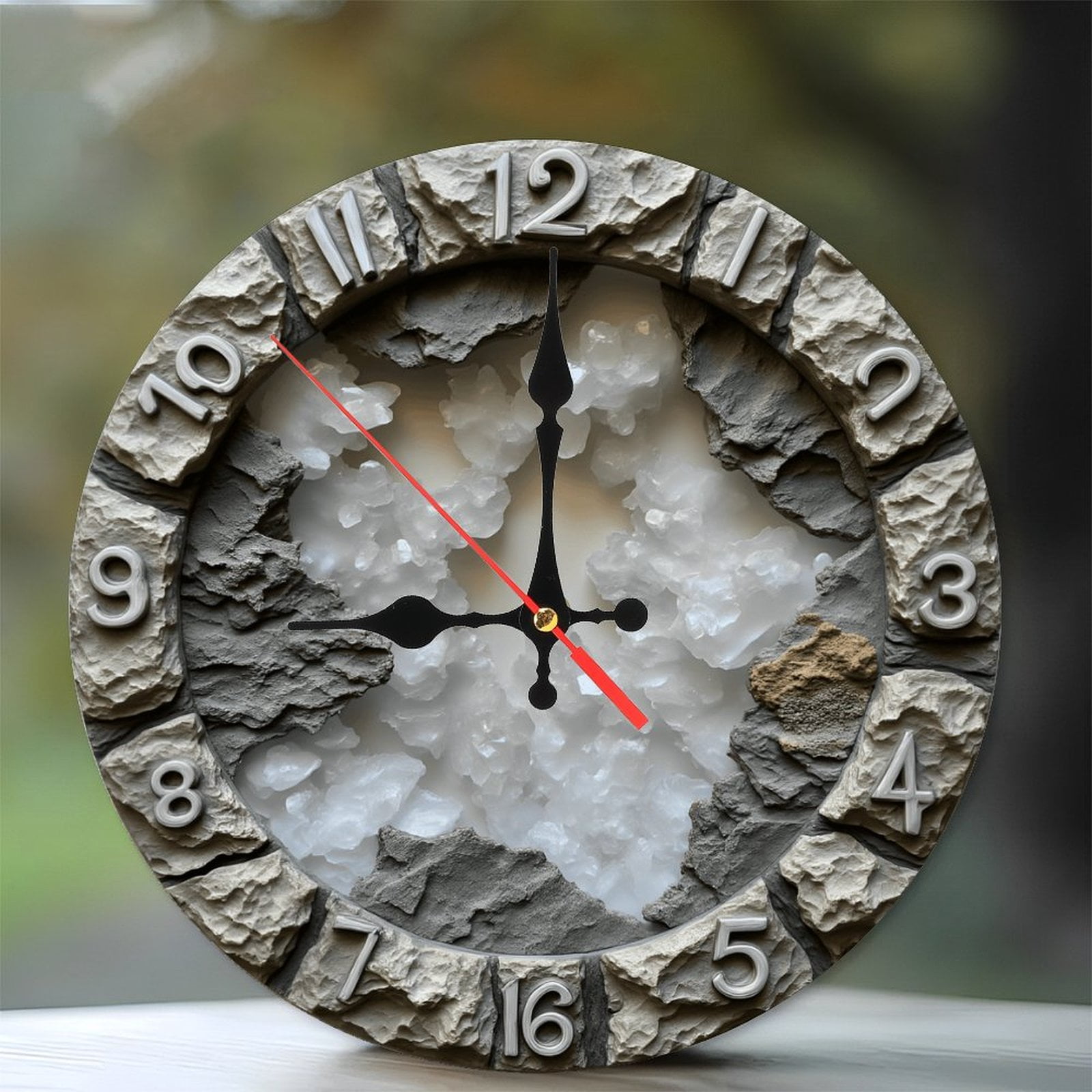 Artistic Stone Wall Clock 10-Inch Silent Wooden Wall Clock, Battery ...