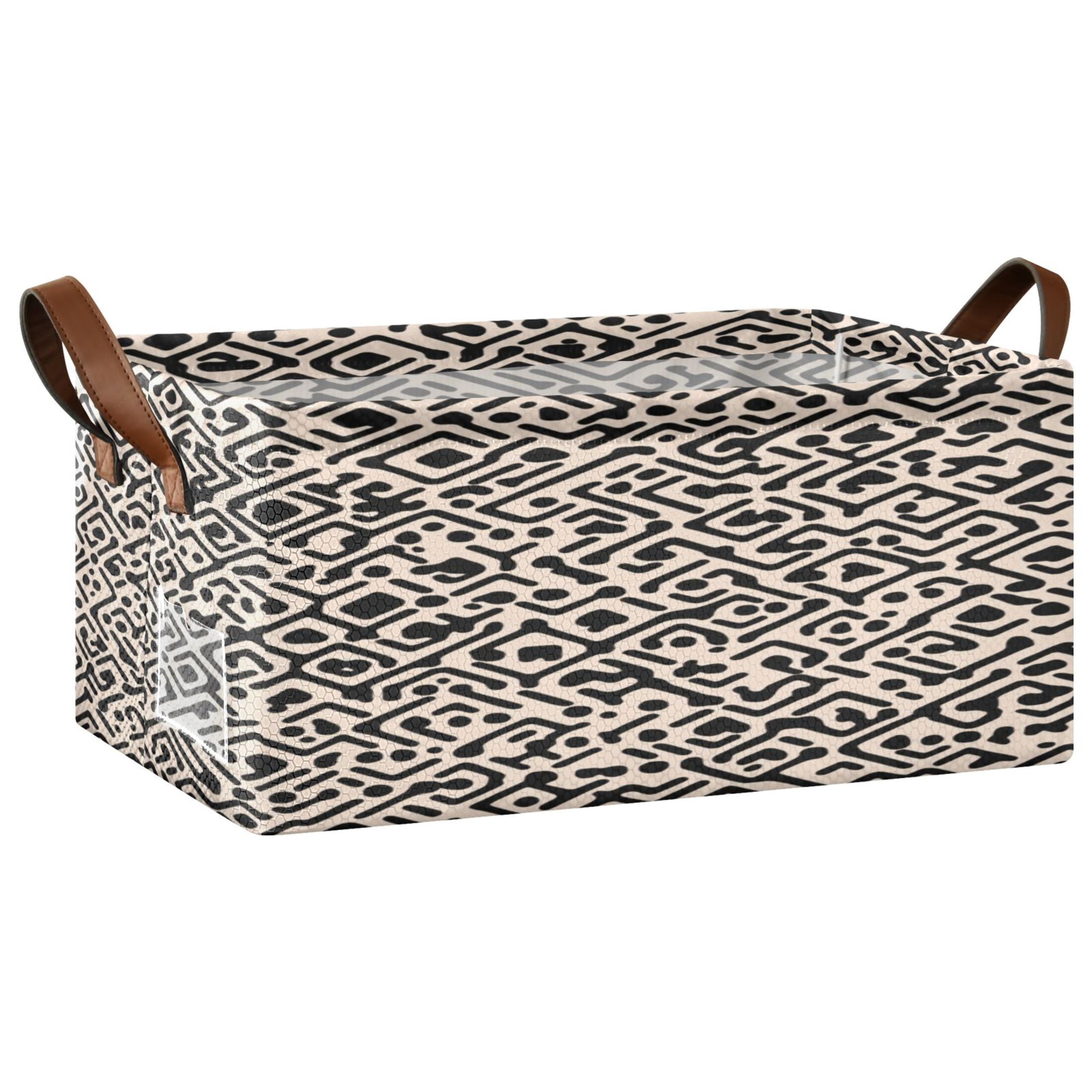 Artistic Stripe Design Open Home Storage Bins Foldable Metal Frame ...