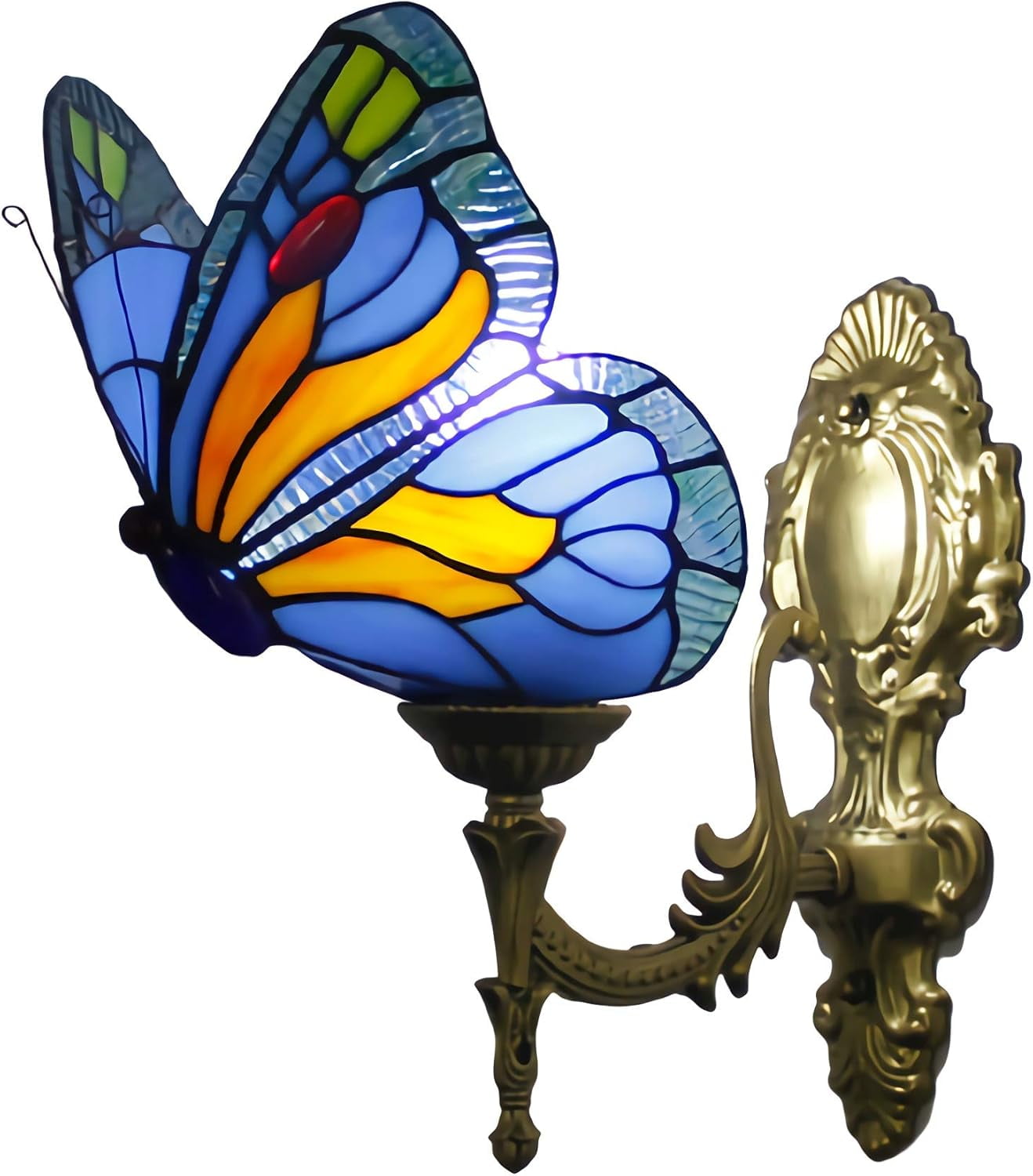 Artistic Style Butterfly Wall Sconces,E27 Bulb, Stained Glass Hallway ...