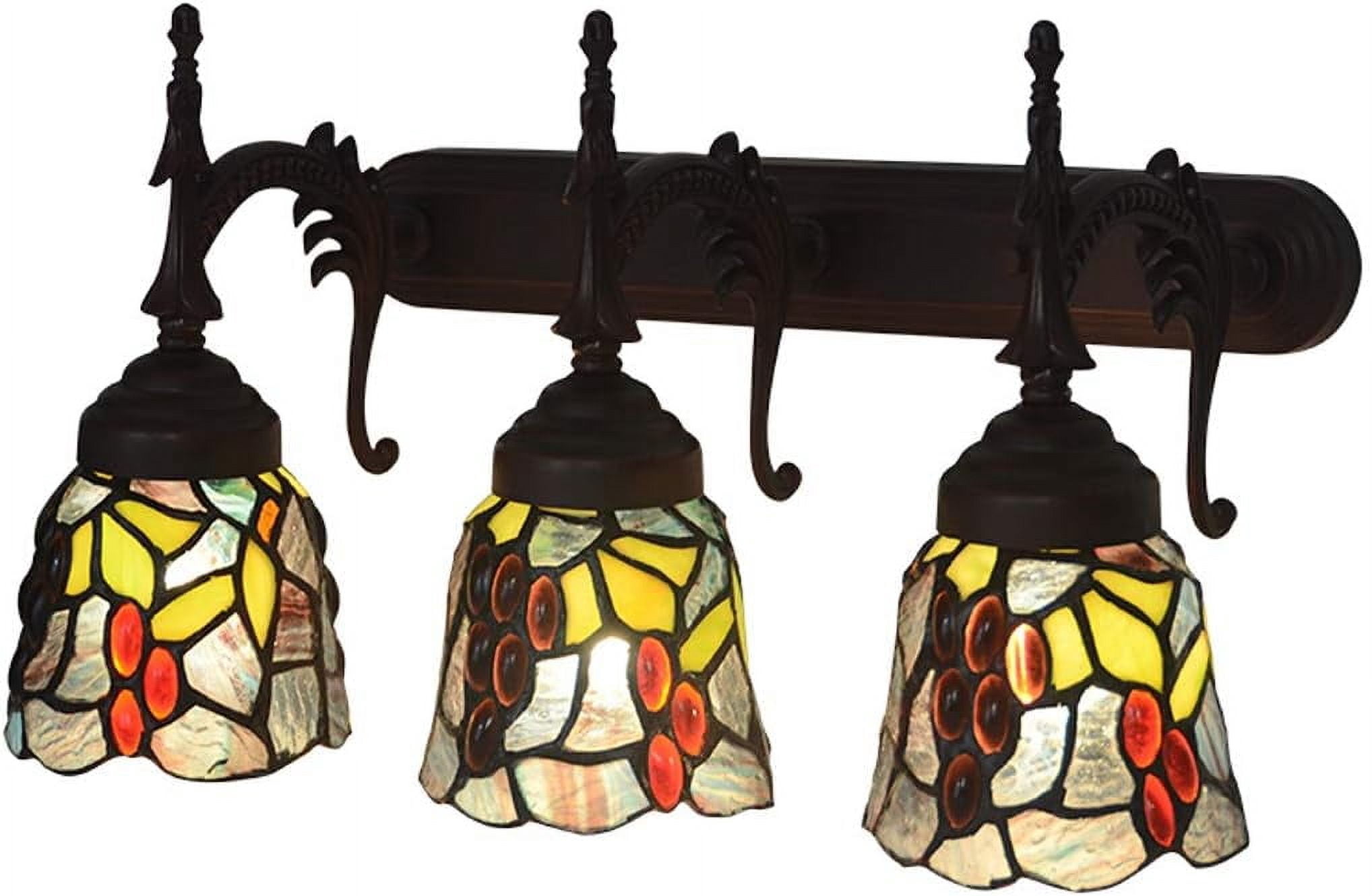 Artistic Style Grape Wall Lamp, Vintage Stained Glass Rose Wall Light ...