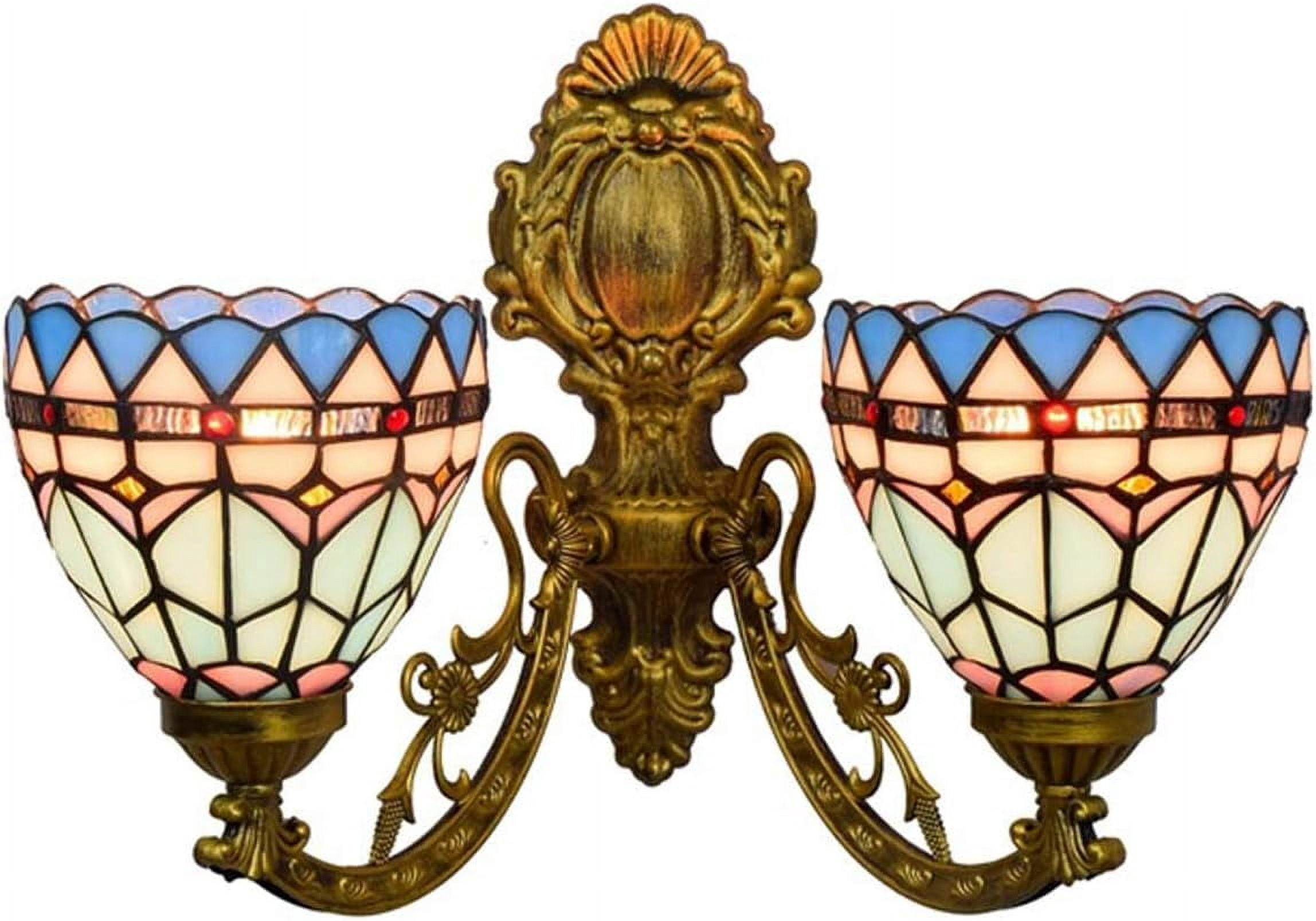 Artistic Style Wall Lamp,Vintage Stained Glass Sconces, 2 Lights ...