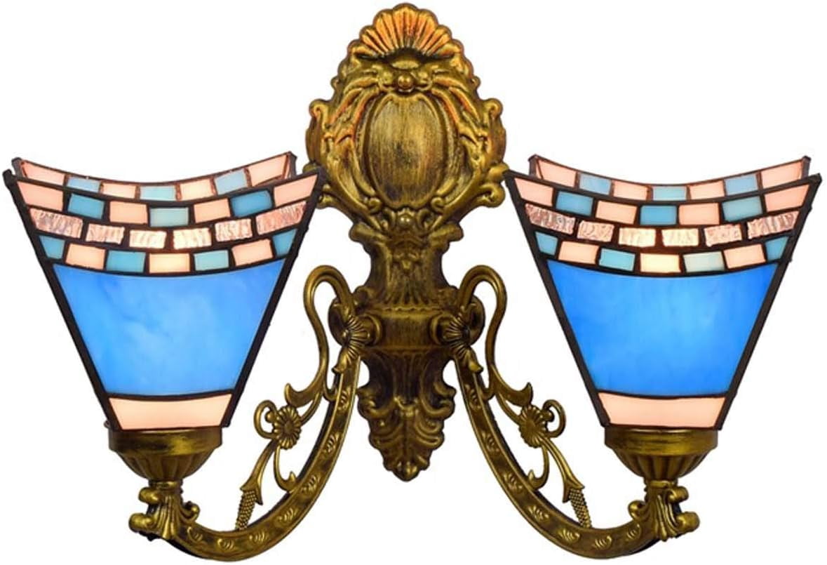 Artistic Style Wall Lamp,Vintage Stained Glass Sconces, 2 Lights ...
