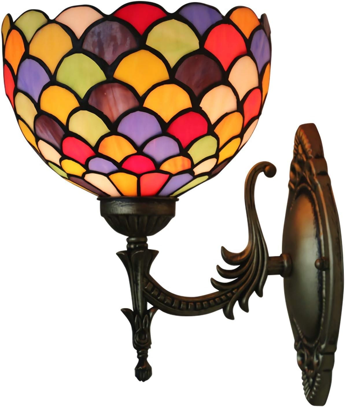 Artistic Style Wall Light Handmade Stained Glass Bowl Shade Wall Lamp ...