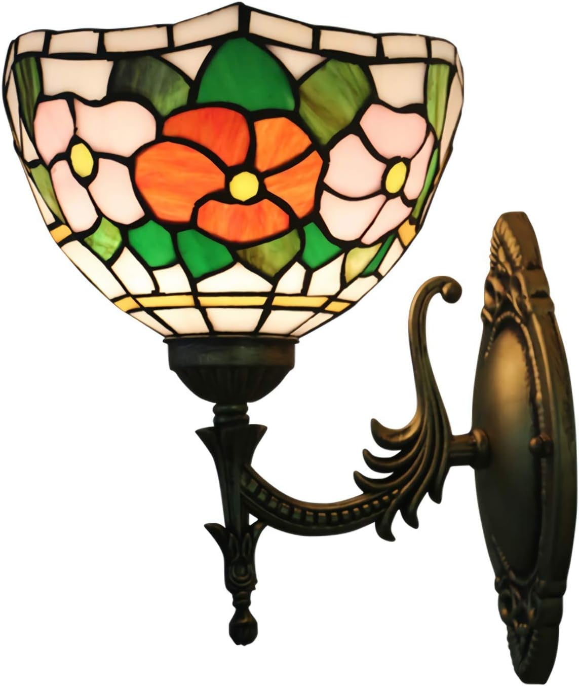 Artistic Style Wall Light Handmade Stained Glass Bowl Shade Wall Lamp ...