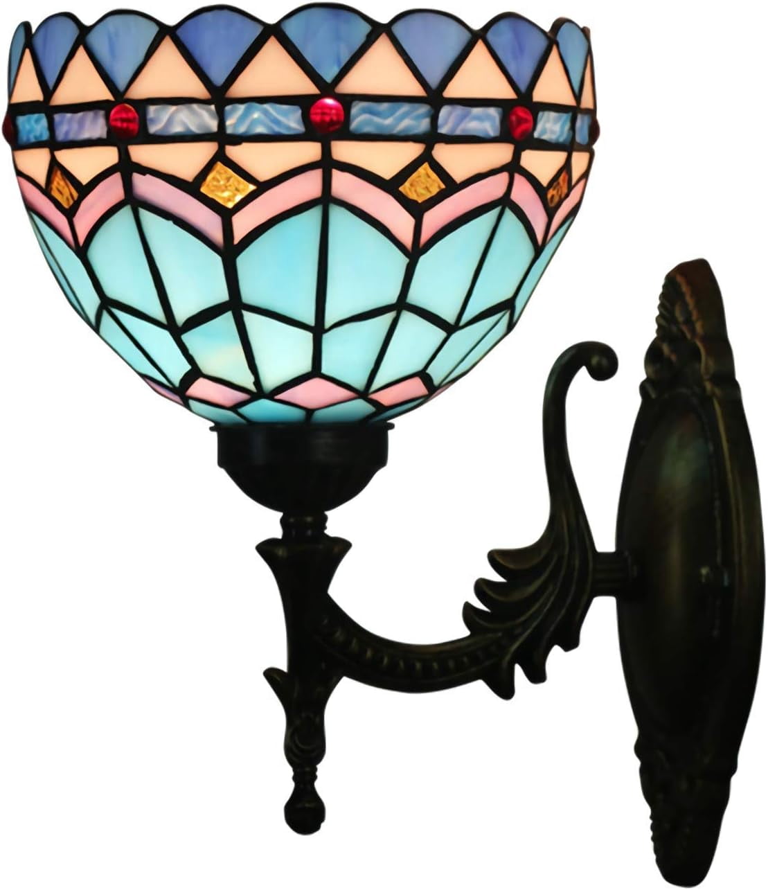 Artistic Style Wall Light Handmade Stained Glass Bowl Shade Wall Lamp ...