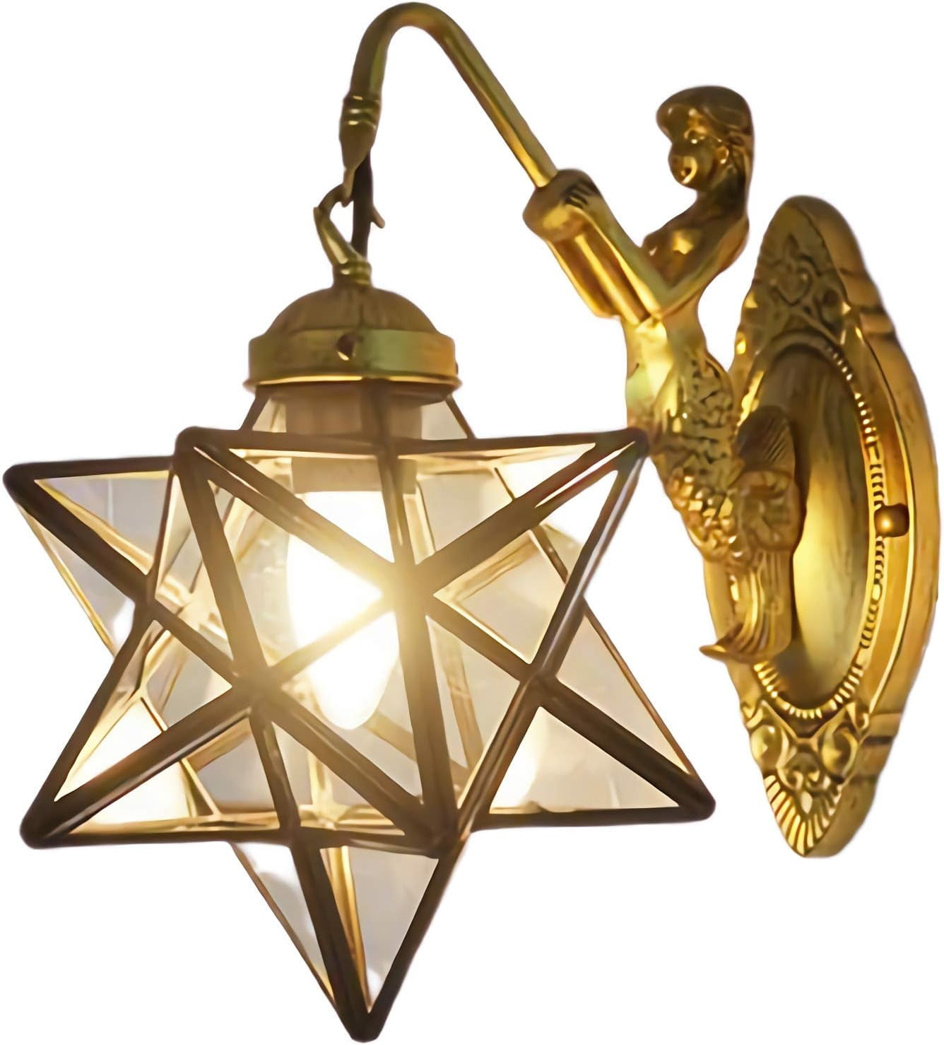 Artistic Style Wall Light, Vintage Star Wall Sconces, Stained Glass ...