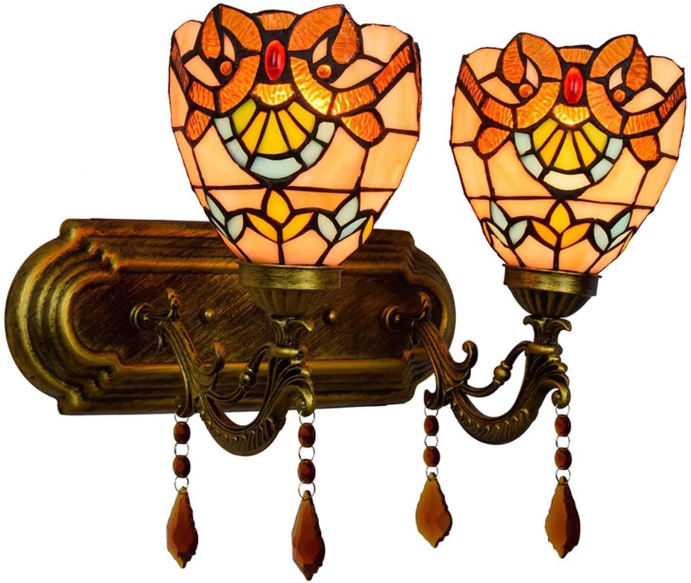 Artistic Style Wall Lighting Fixture Stained Glass Wall Lamp with 6 ...