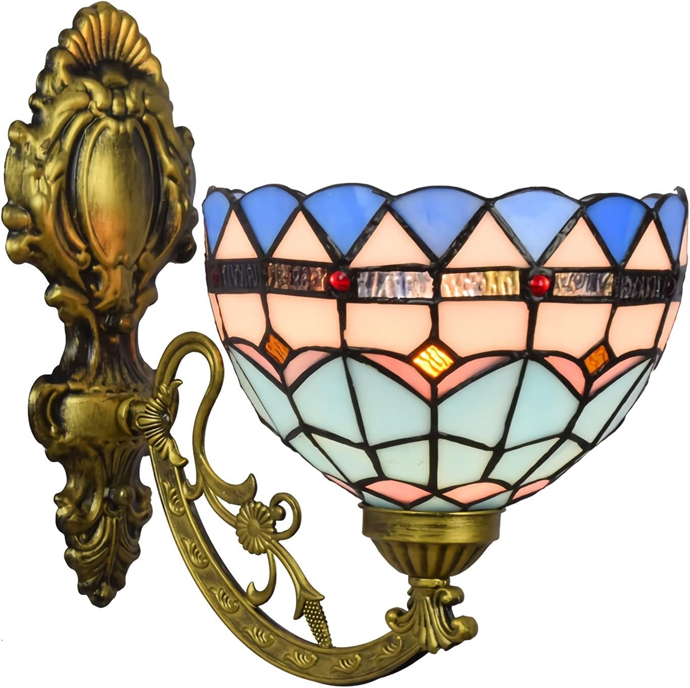 Artistic Style Wall Sconce, Handmade Stained Glass Wall Lamp, E26 Bulb ...