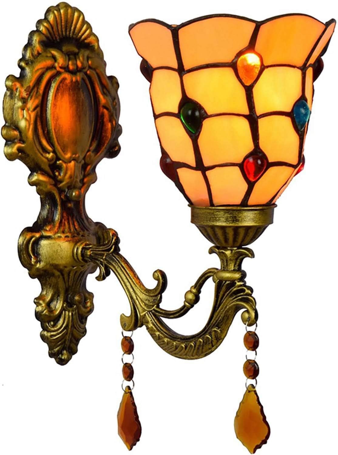 Artistic Style Wall Sconce Stained Glass Wall Lamp with 6 inch Shade ...