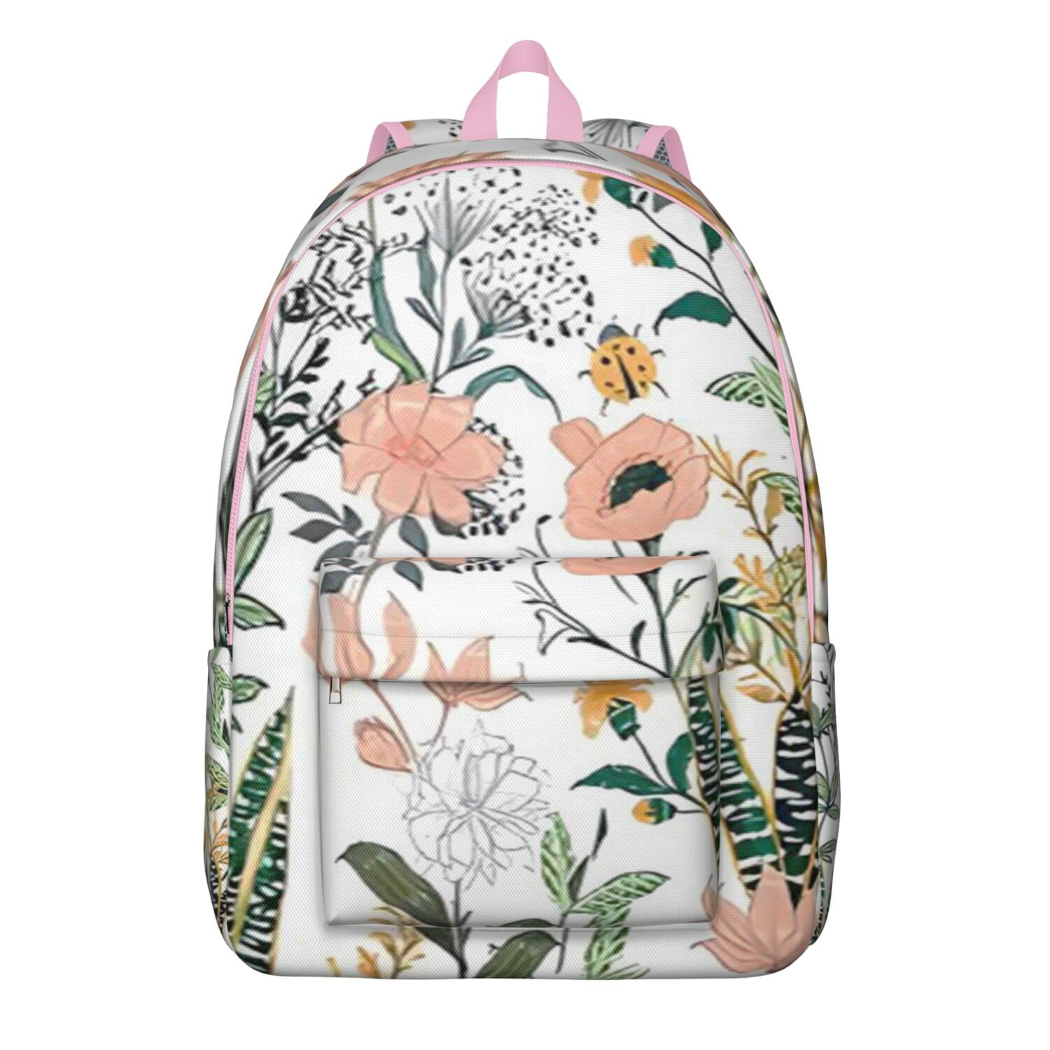 Artistic Summer Backpack - Waterproof Floral School Bag with Expressive ...