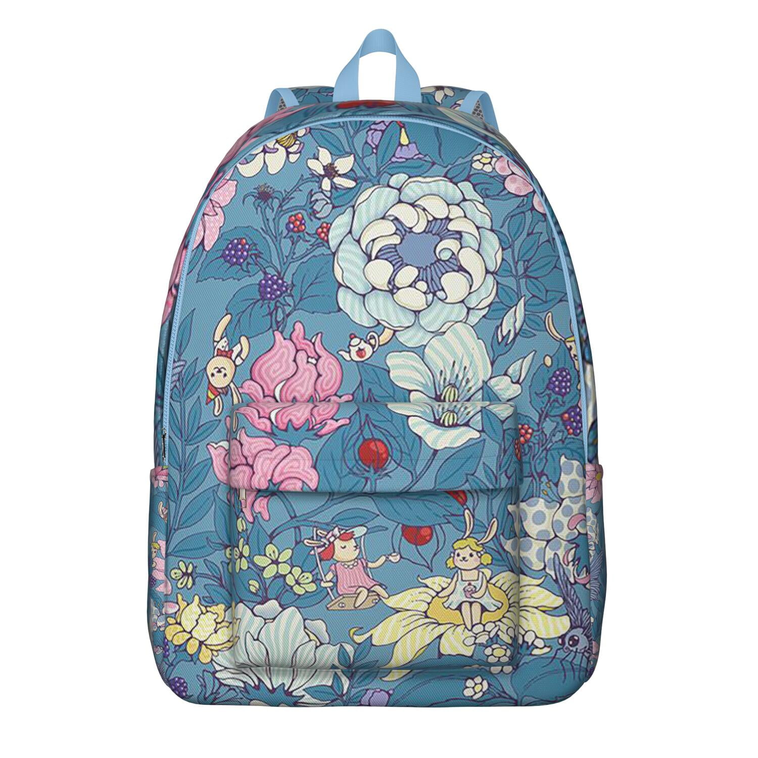 Artistic Summer Backpack - Waterproof Floral School Bag with Expressive ...