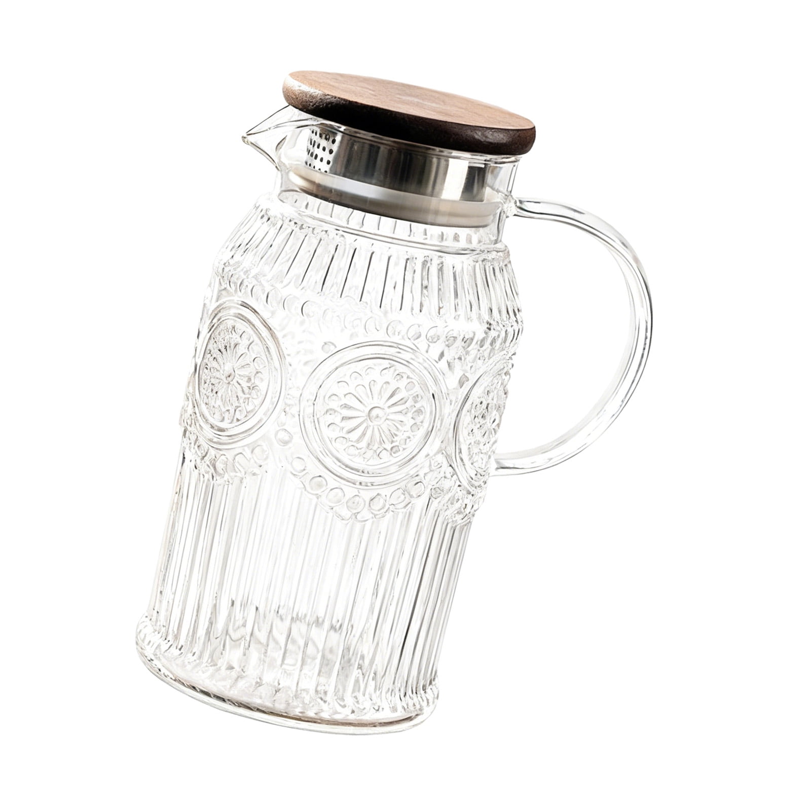 Artistic Sun Pattern Glass Water Pots with Lid Big Capacity Easy to ...