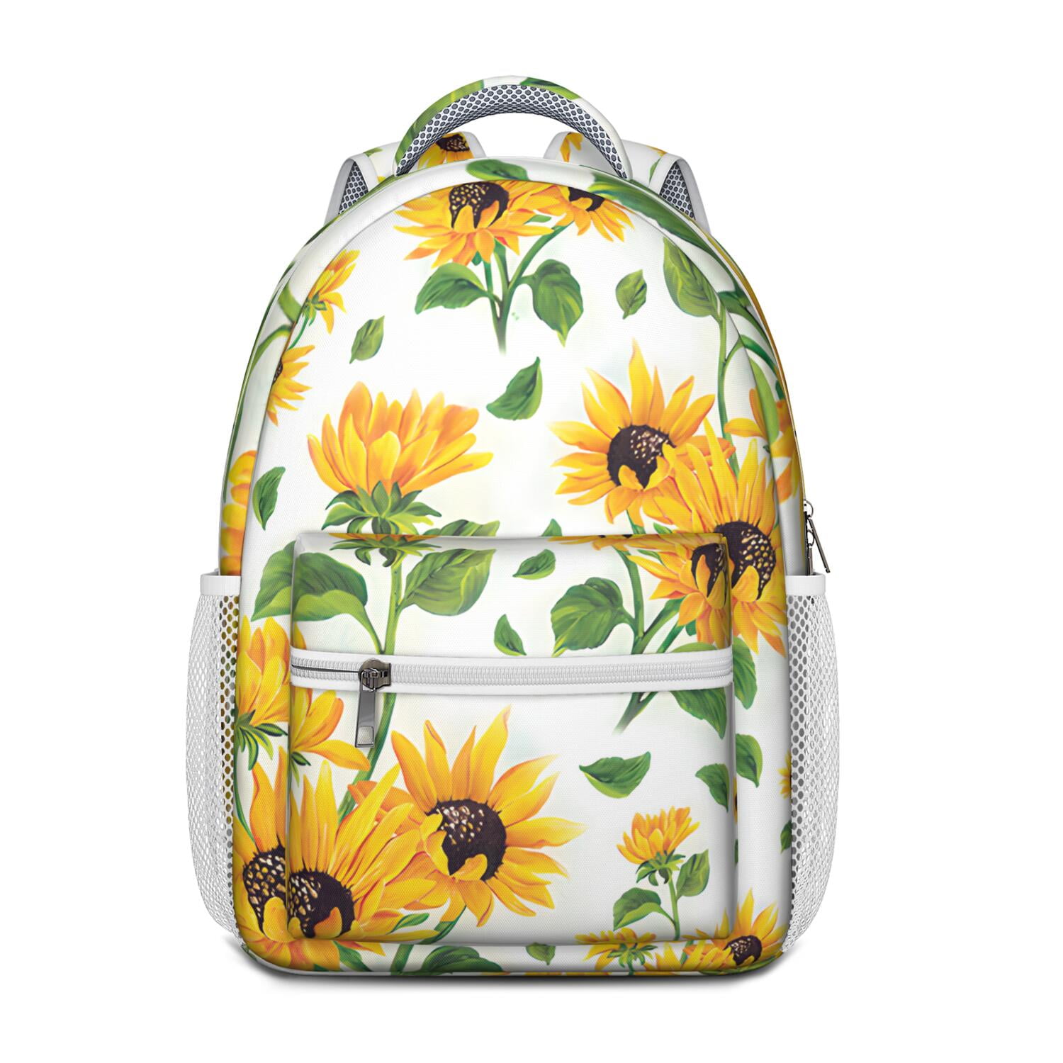 Artistic Sunflower Graphic Backpack - Ergonomic & Breathable for Teens ...