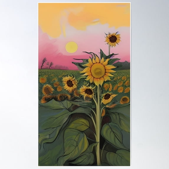 Artistic Sunflowers 2 Poster Wall Art Modern Wall Decor For Living Room ...