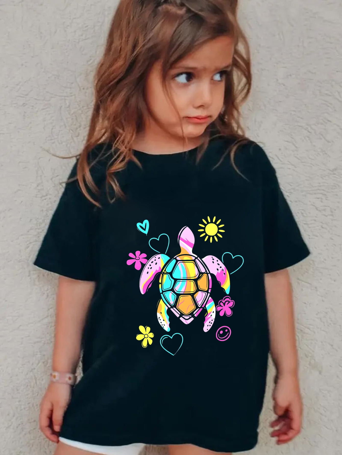 Artistic Sweet Floral Heart Girls Shirts Short Sleeve Super Soft ...