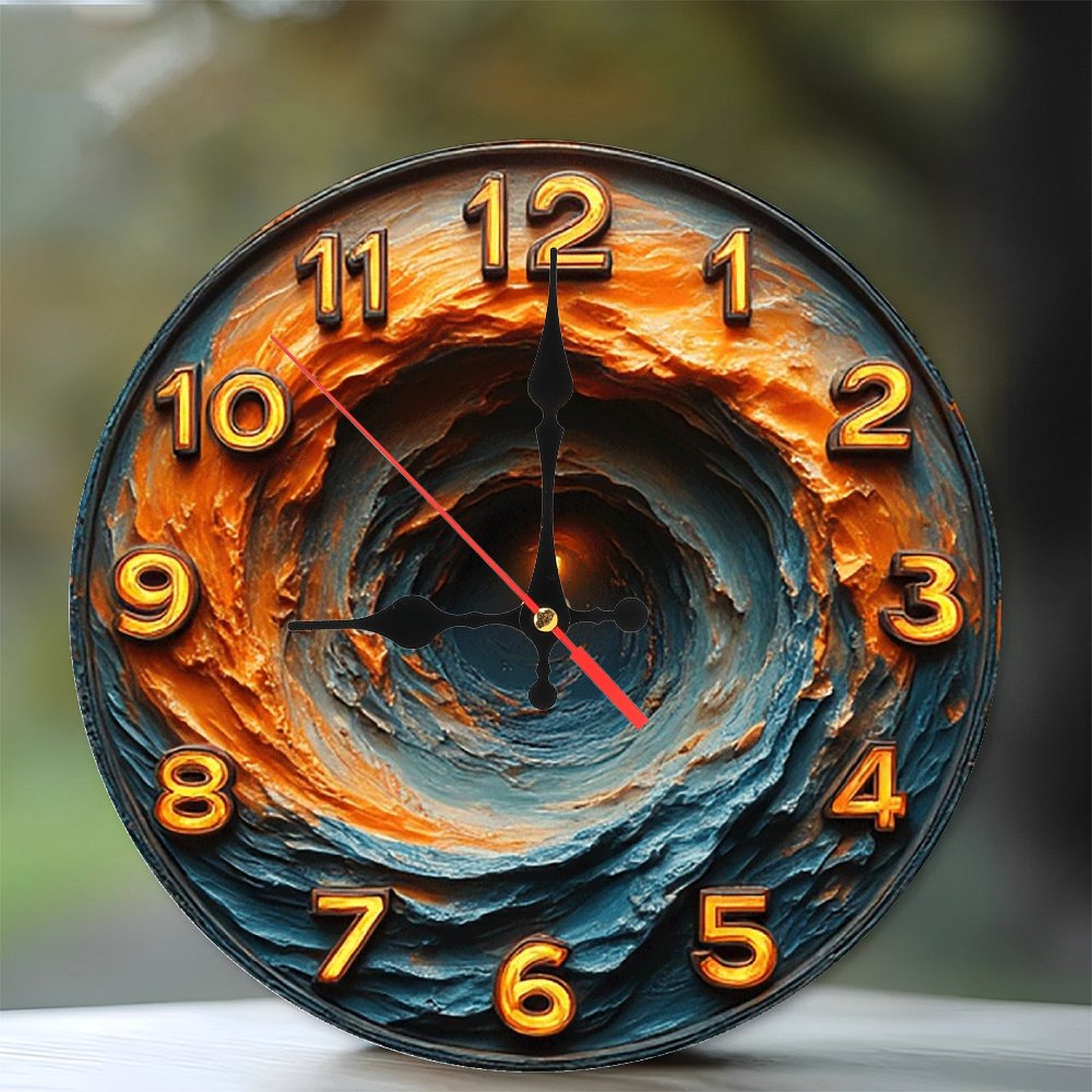 Artistic Swirl Wall Clock Home Decor 10-Inch Silent Wooden Wall Clock ...