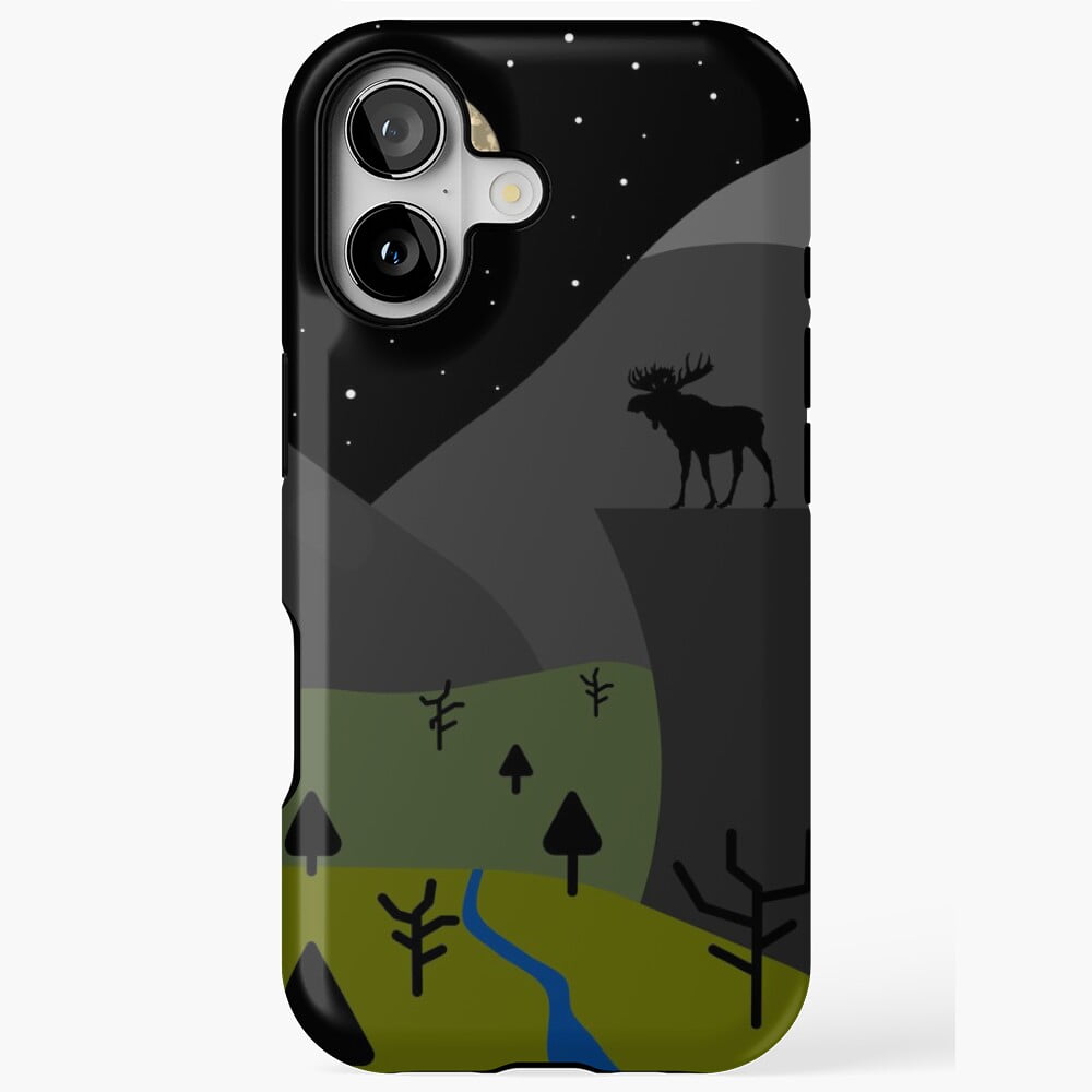 Artistic Themed Moose at Night Scenery Phone Case 17 16 15 14 13 12 11 ...