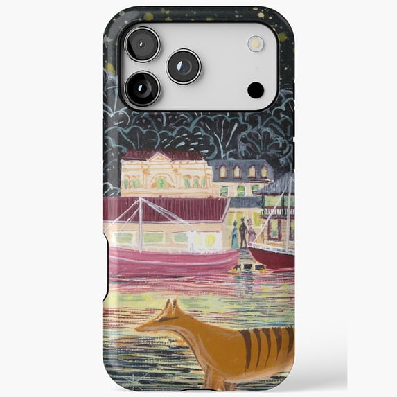 Artistic Thylacine Harbor Scene Phone Case iPhone 17 16 15 14 13 12 11 ...
