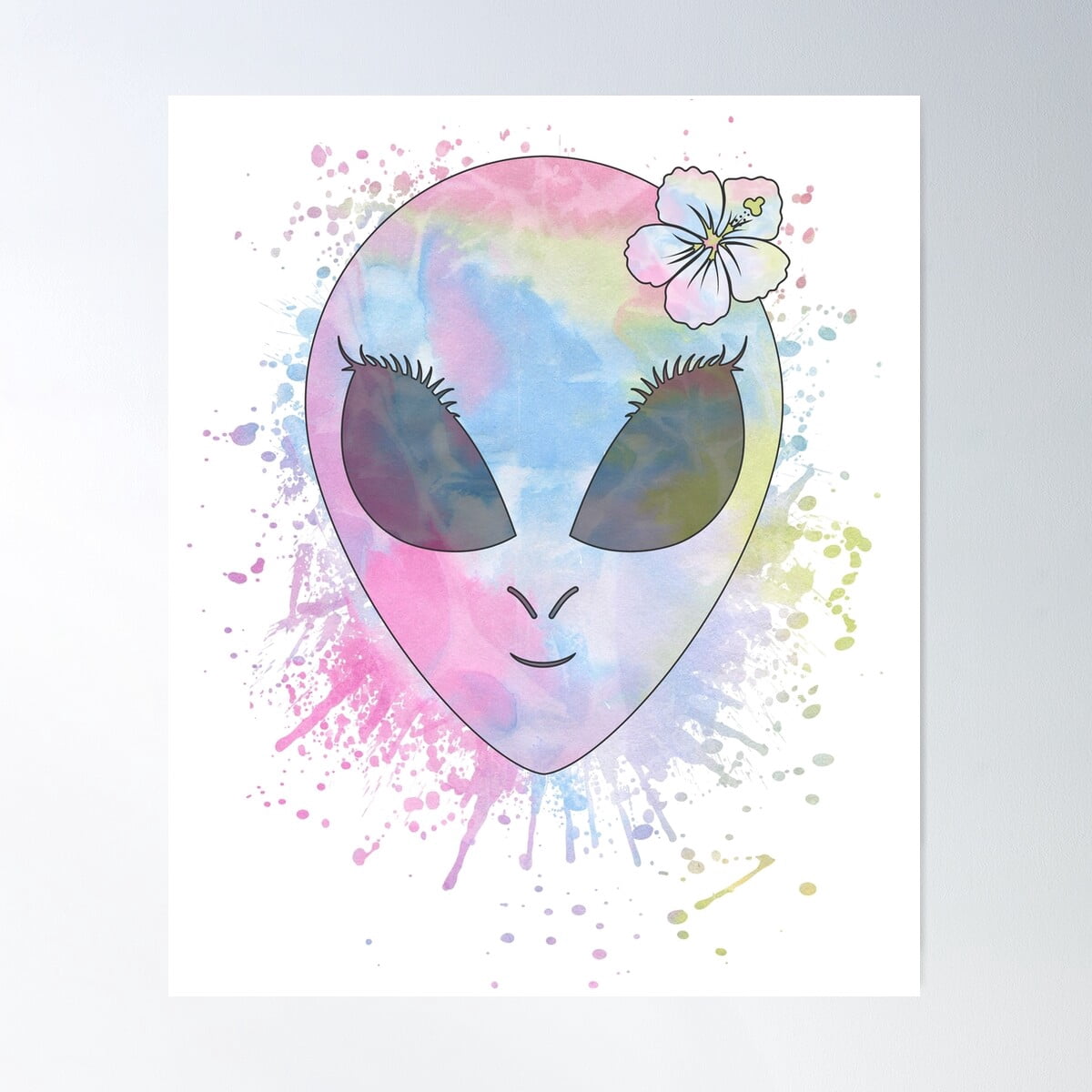 Artistic Tie Dye Alien Girl - Colorful Zeta Alien Poster Wall Art ...