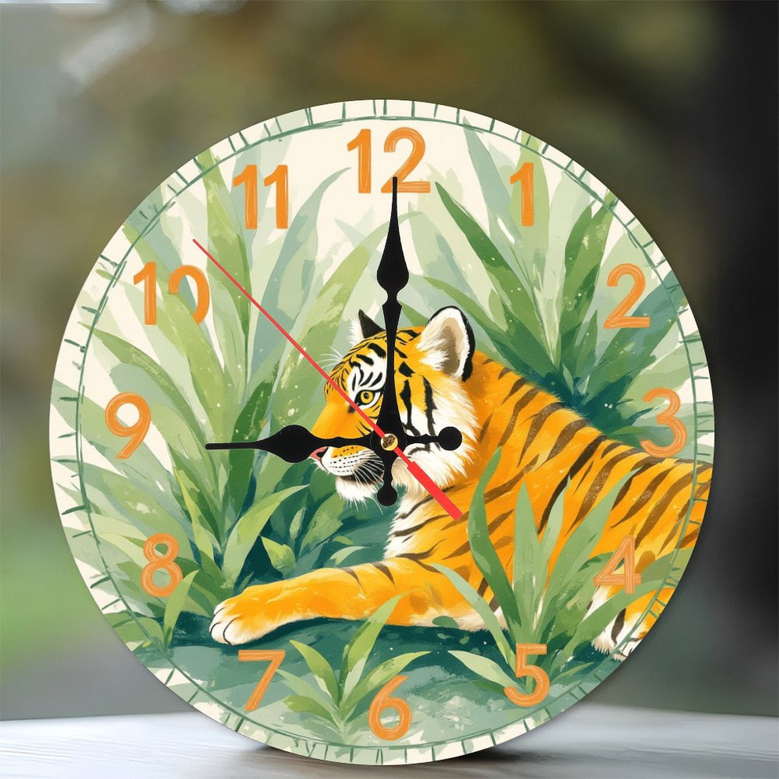 Artistic Tiger Wall Clock 10-Inch Silent Wooden Wall Clock, Battery ...