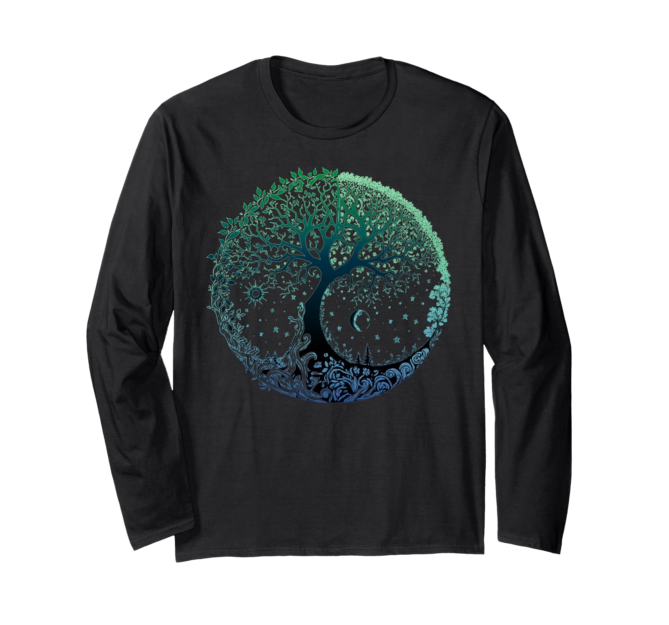 Artistic Tree of Life Mandala Chakras Long Sleeve T-Shirt for Yoga ...
