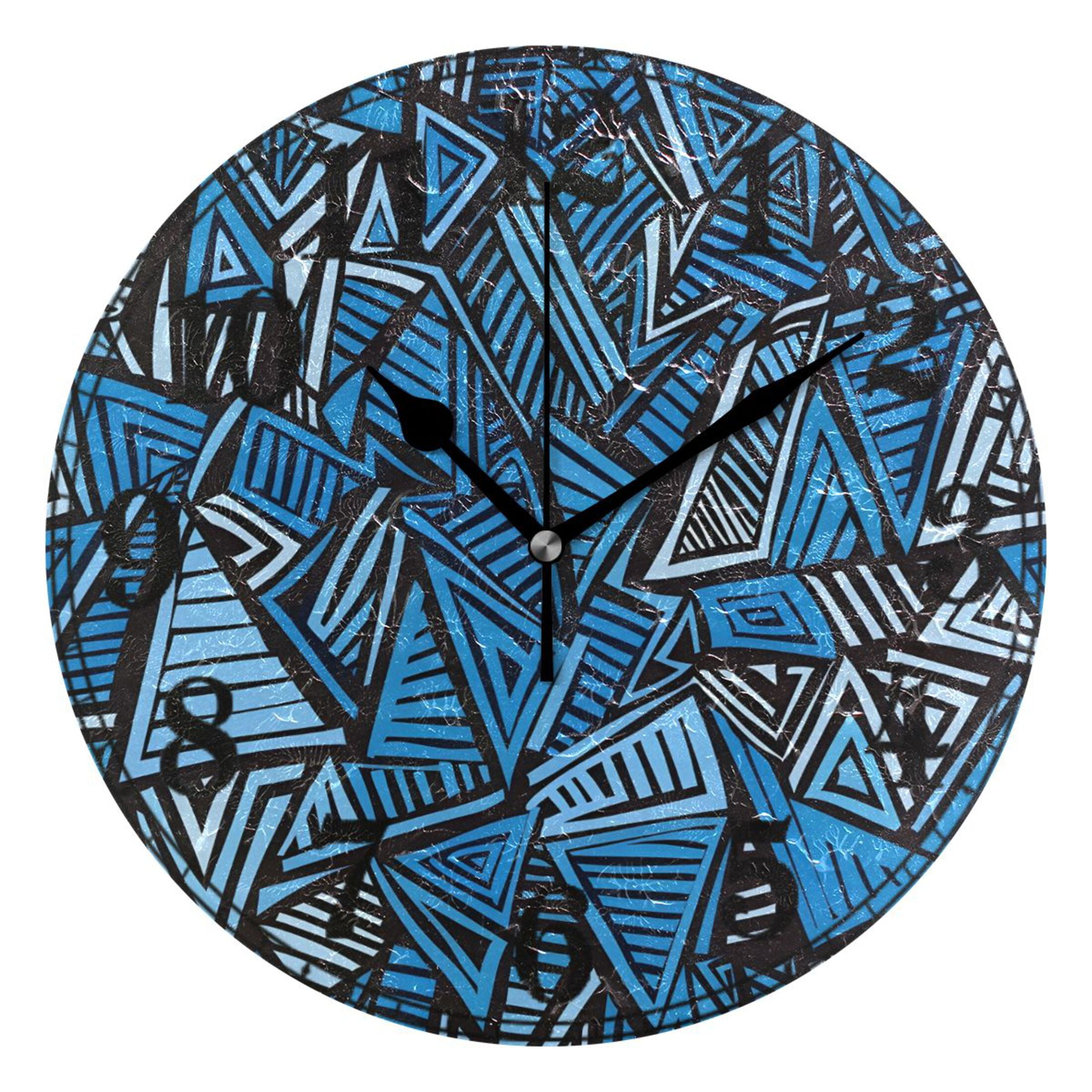 Artistic Triangle Geometrical Silent Wall Clock 10" Non-Ticking Battery ...