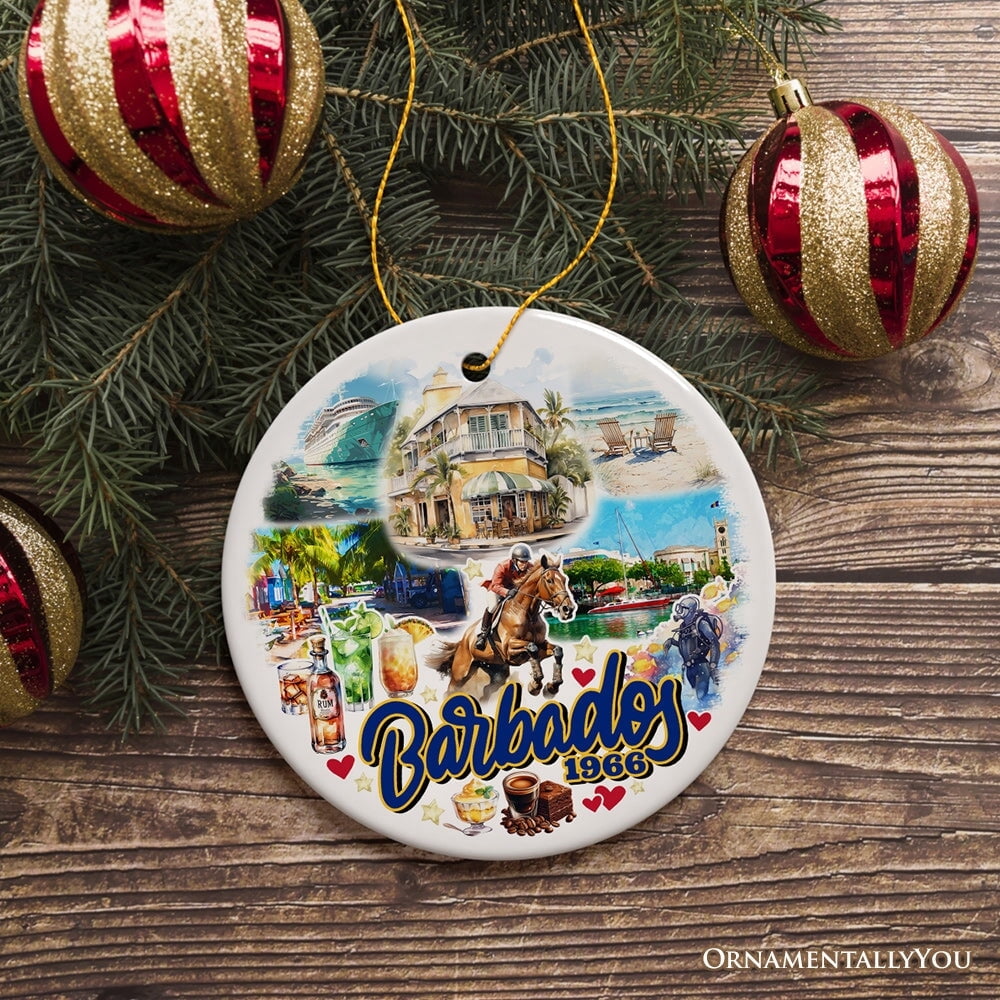Artistic Tropical Barbados Landmarks and Beaches Ornament, Travel ...