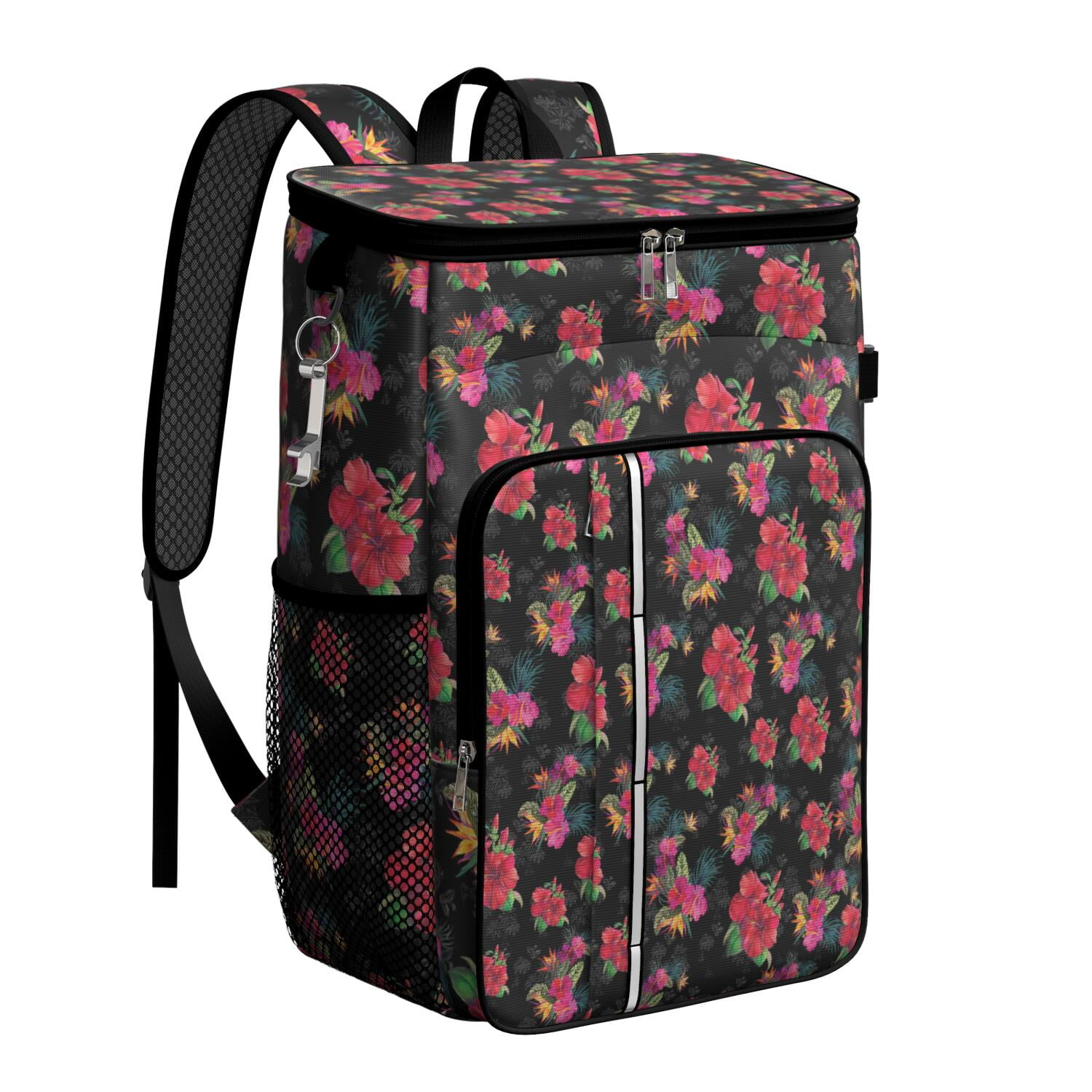 Artistic Tropical Flower and Leaves Insulated Cooler Backpack - 20L ...