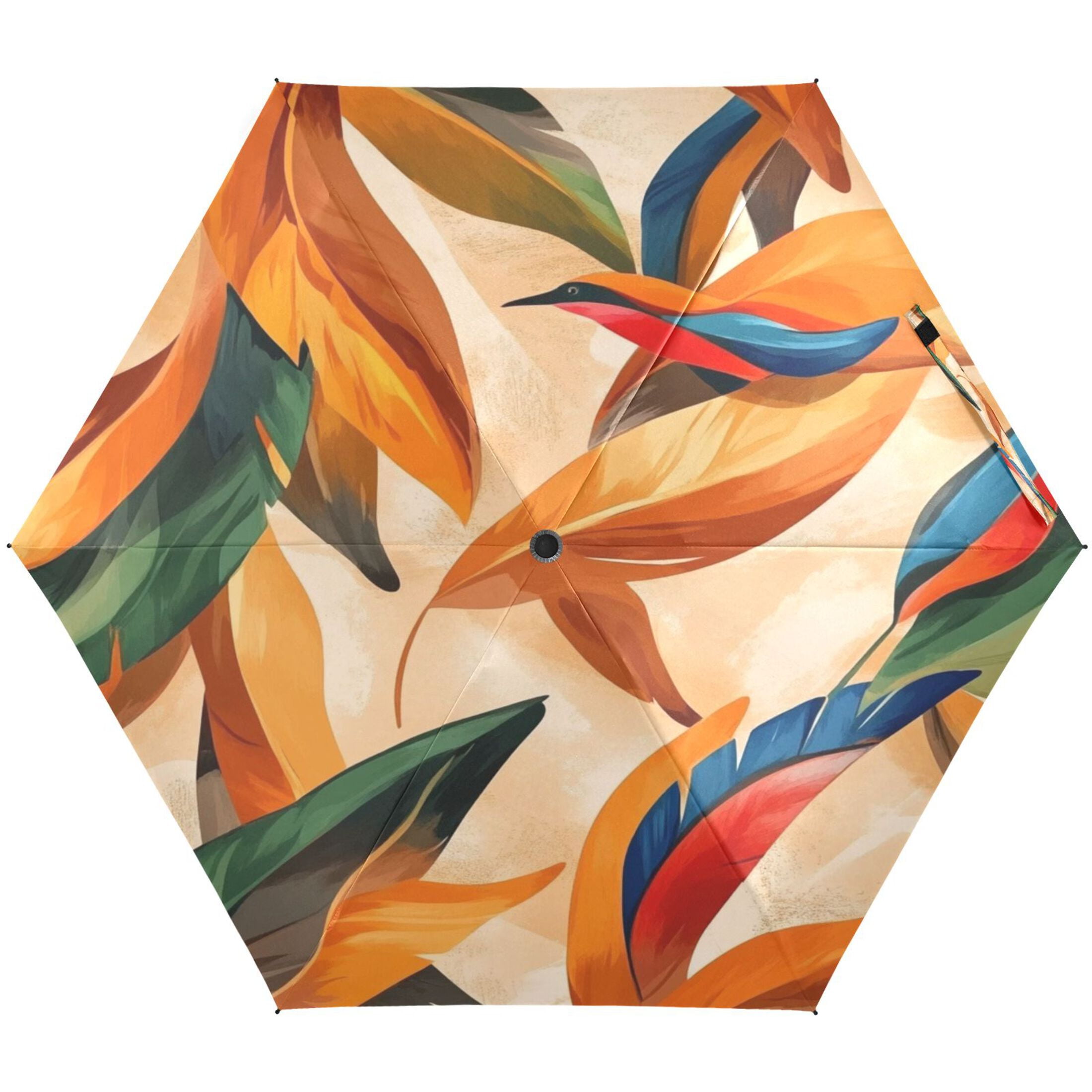 Artistic Tropical Leaf Bird Umbrellas for Sun Auto Open Close UV50 ...